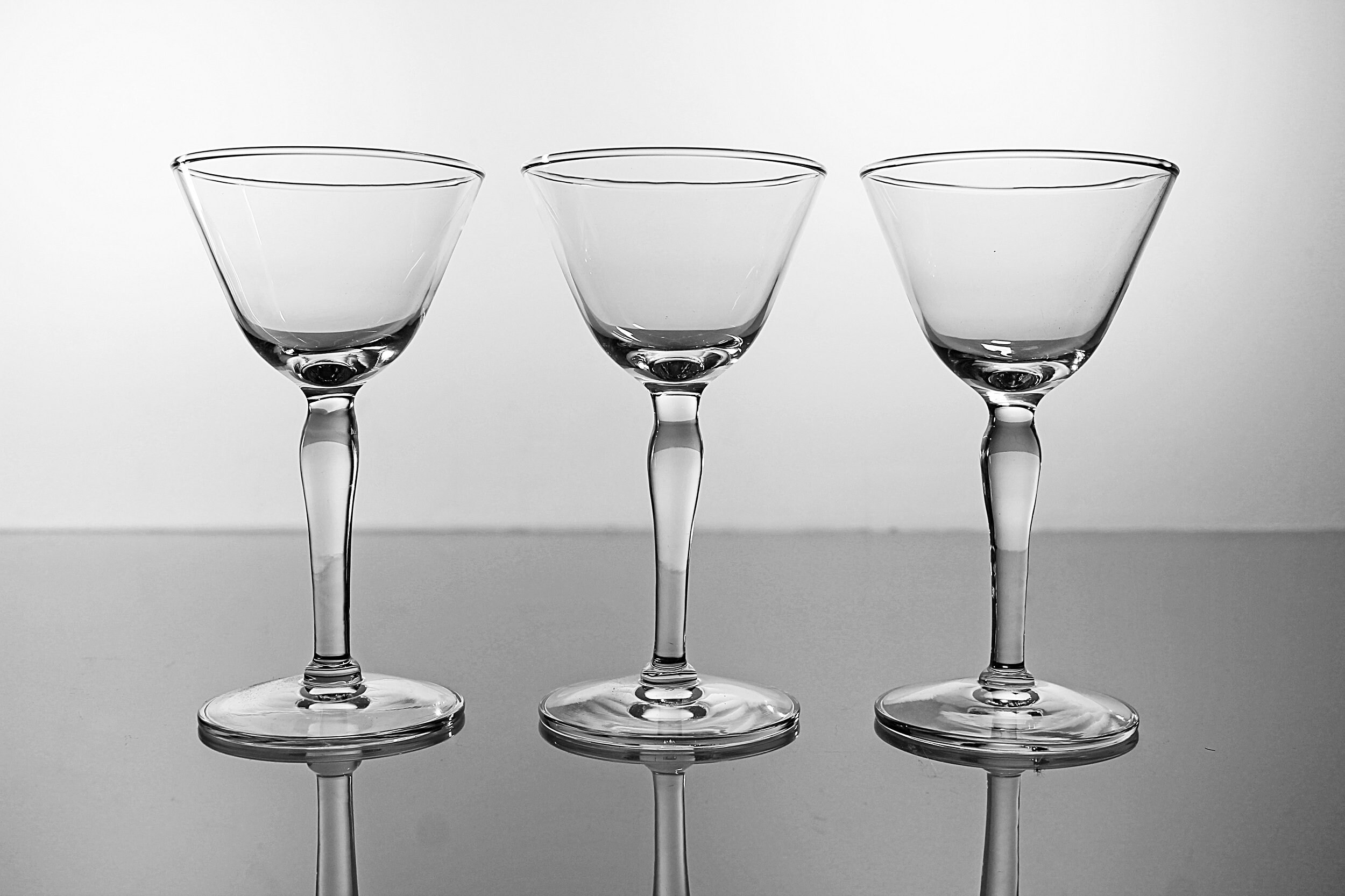 Sherry Glasses, Clear Glass, Set of 3, Glassware, Barware