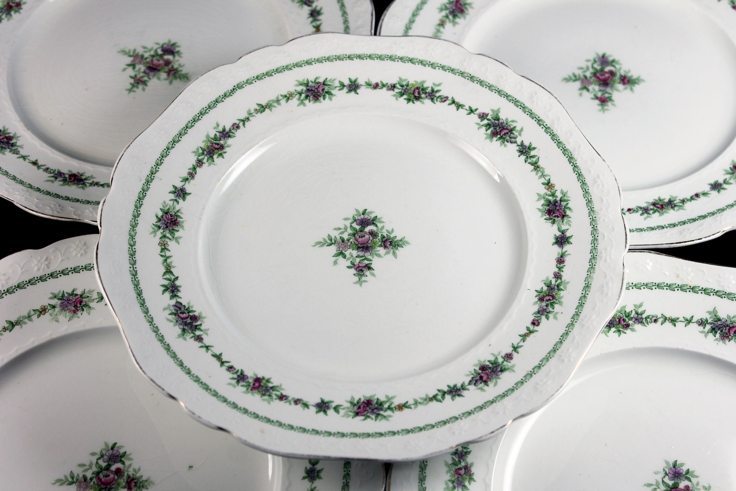Antique Luncheon Plates, T & R Boote, Waterloo Potteries, Flemish ...