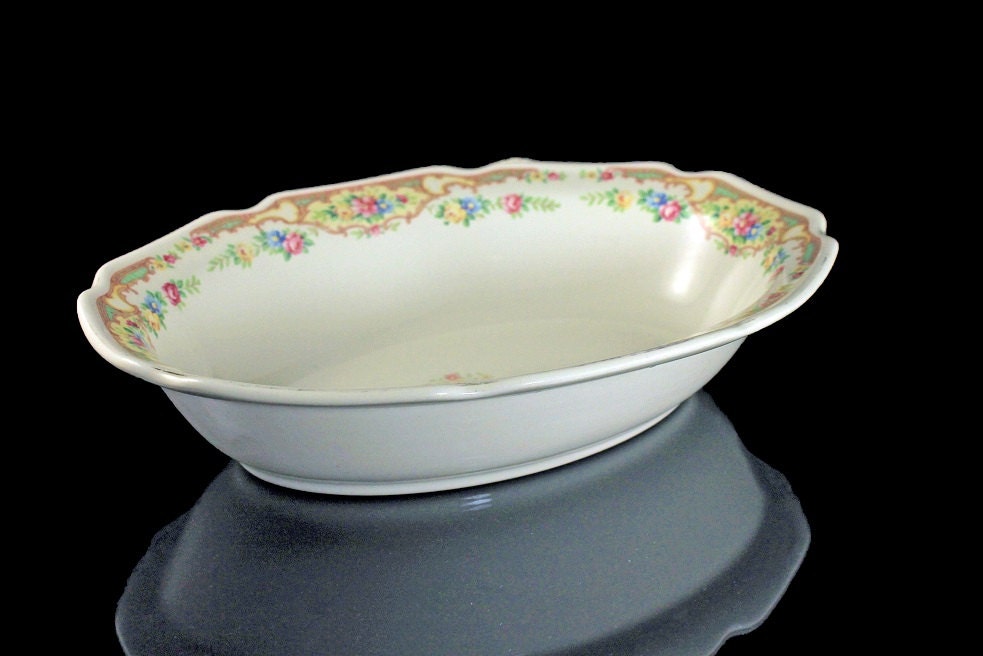 Oval Vegetable Bowl, Mount Clemens, Mildred Pattern, Center Flower, 9 ...