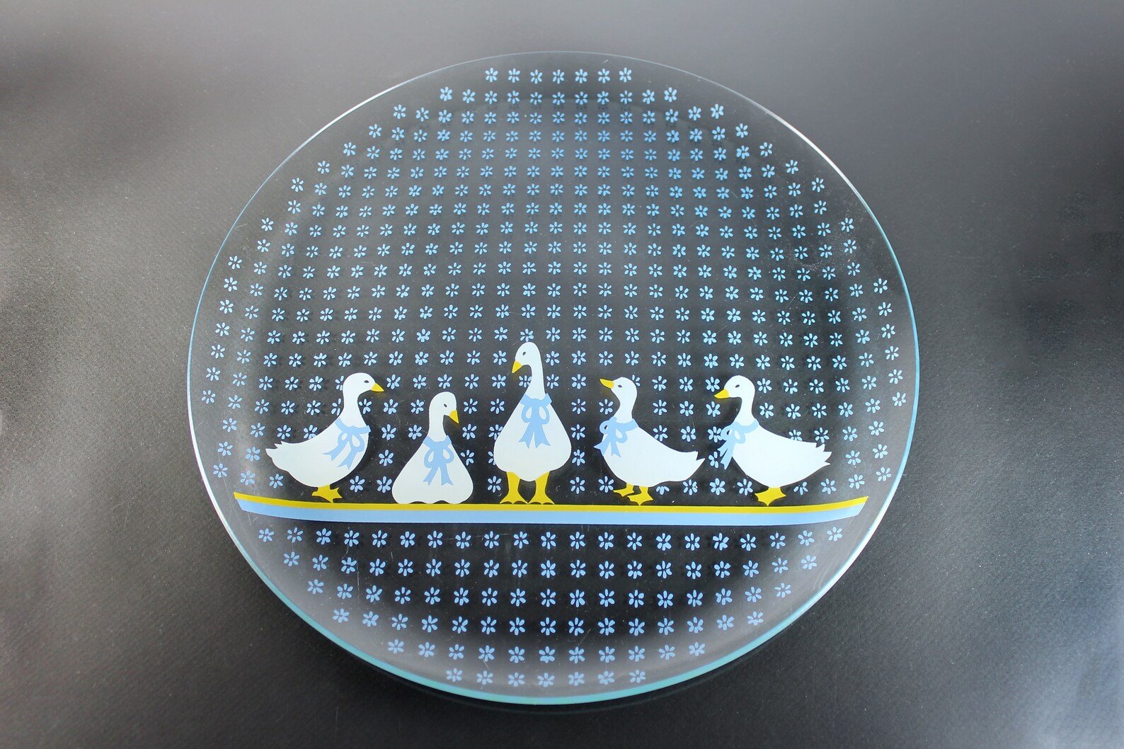 Round Glass Goose Tray Goose Platter Serving Plate 13 Inch | Etsy