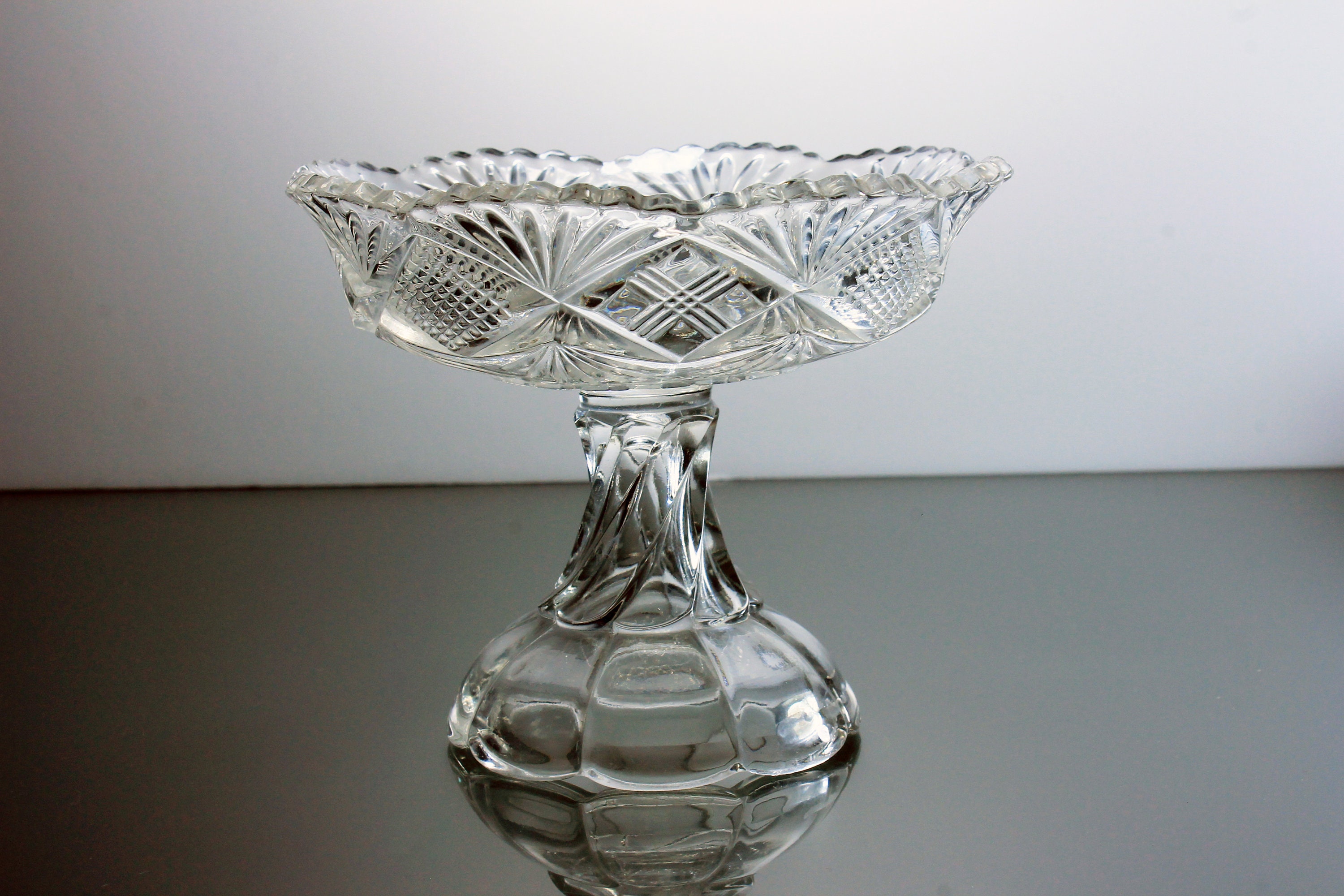 Antique EAPG Jelly Compote, Duncan and Miller, Panelled Diamond Pattern ...