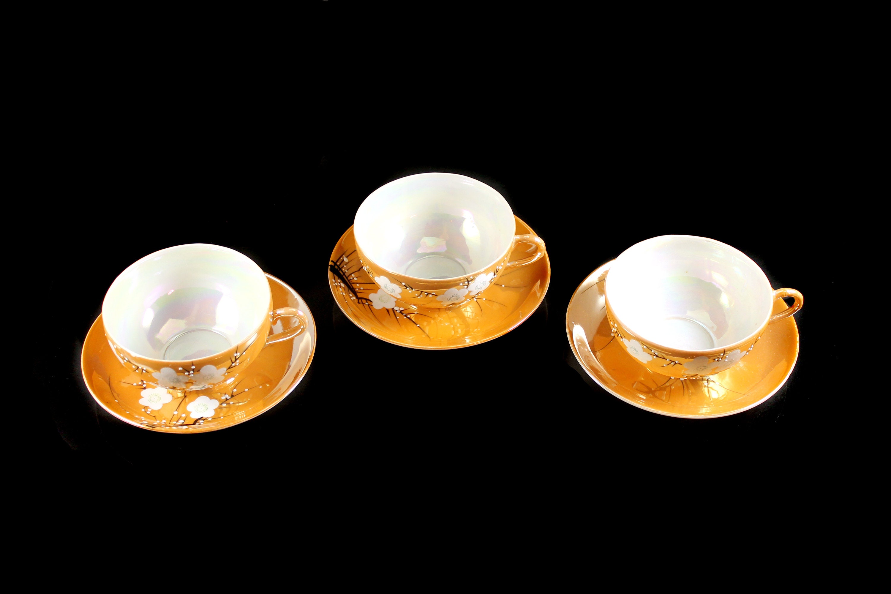 Teacups And Saucers Ta Made In Japan Lusterware Iridescent Eggshell