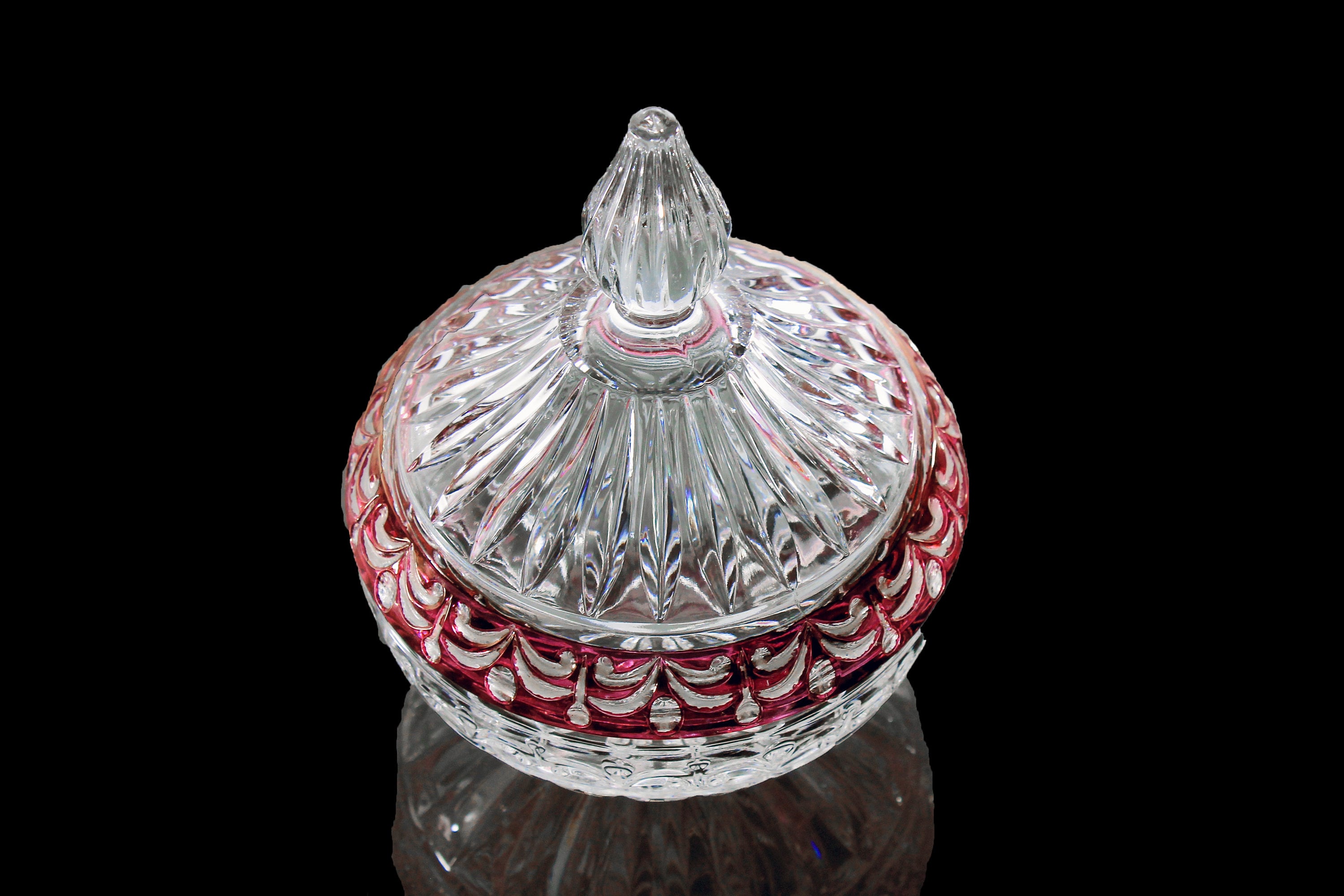 Crystal d'Adriana Candy Dish, Ruby Flash, 24K Leaded Crystal, Swag ...