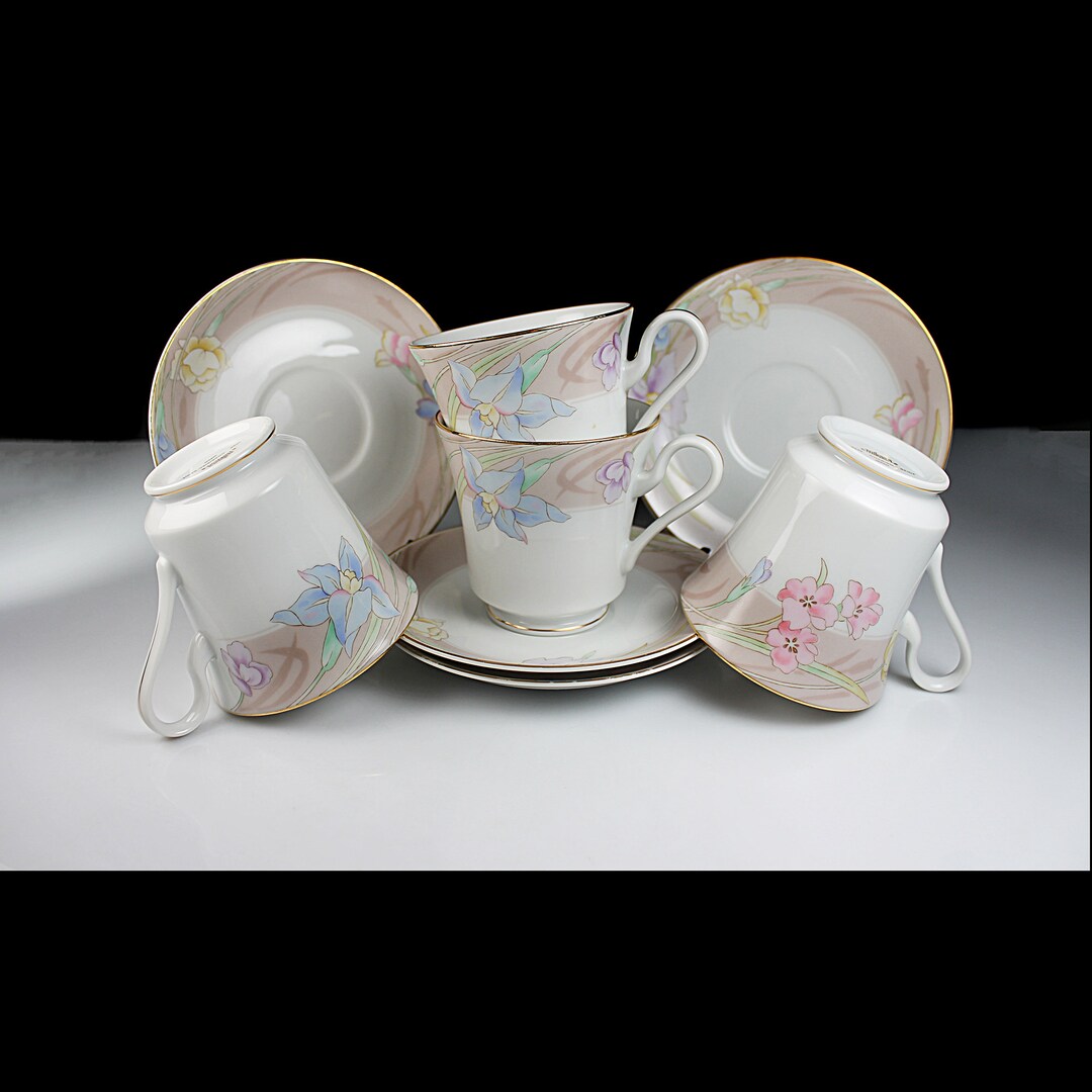 Cups and Saucers Mikasa Charisma Beige Set of Four Fine - Etsy