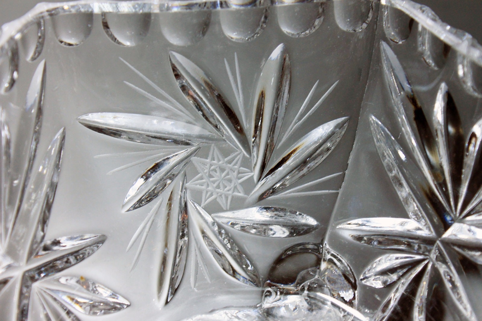 Crystal Hexagon Bowl, Three Toed Bowl, Footed, Heavy, Clear Glass, Fan ...