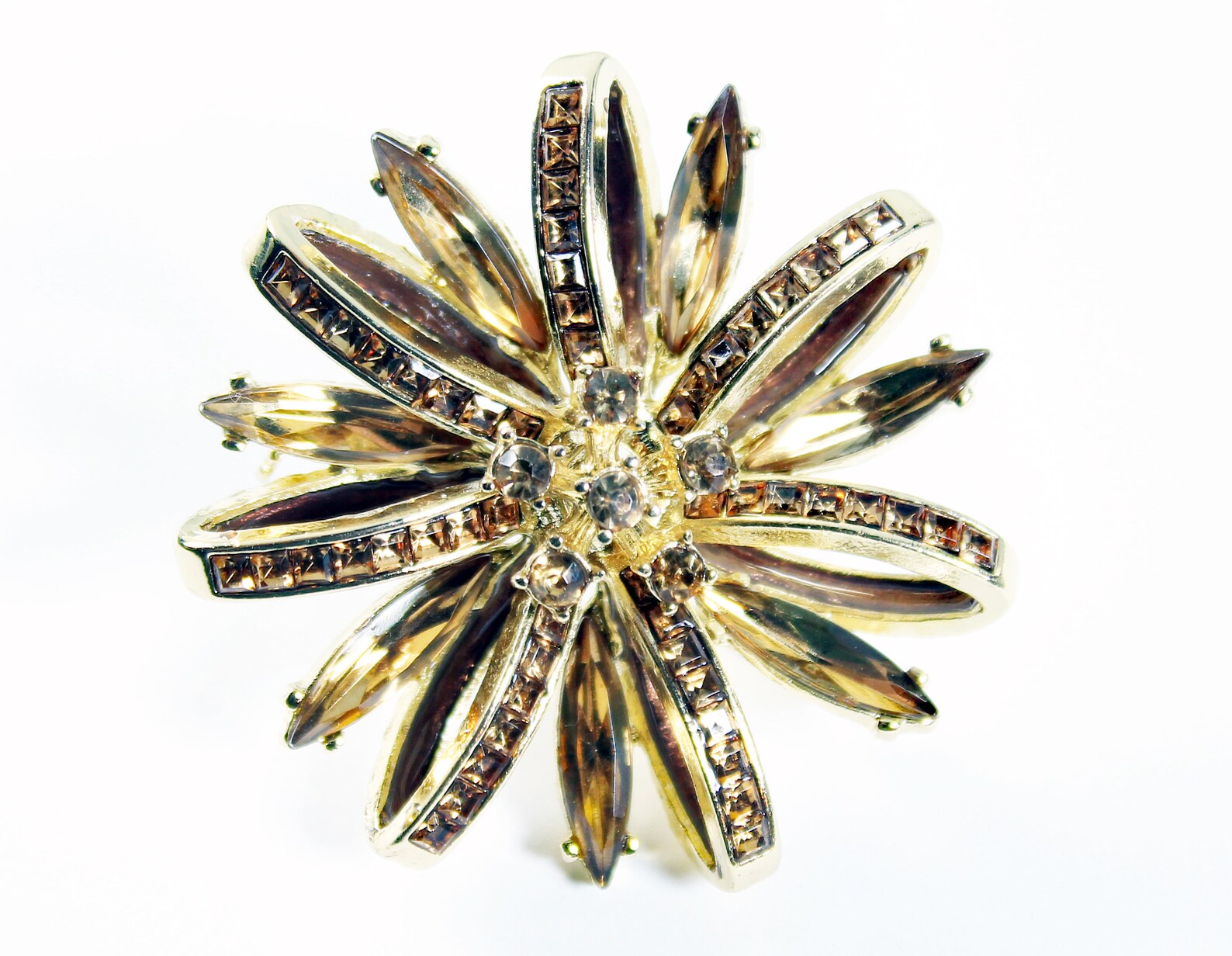 Napier Brooch Brown Rhinestone Gold Tone Fashion Pin - Etsy