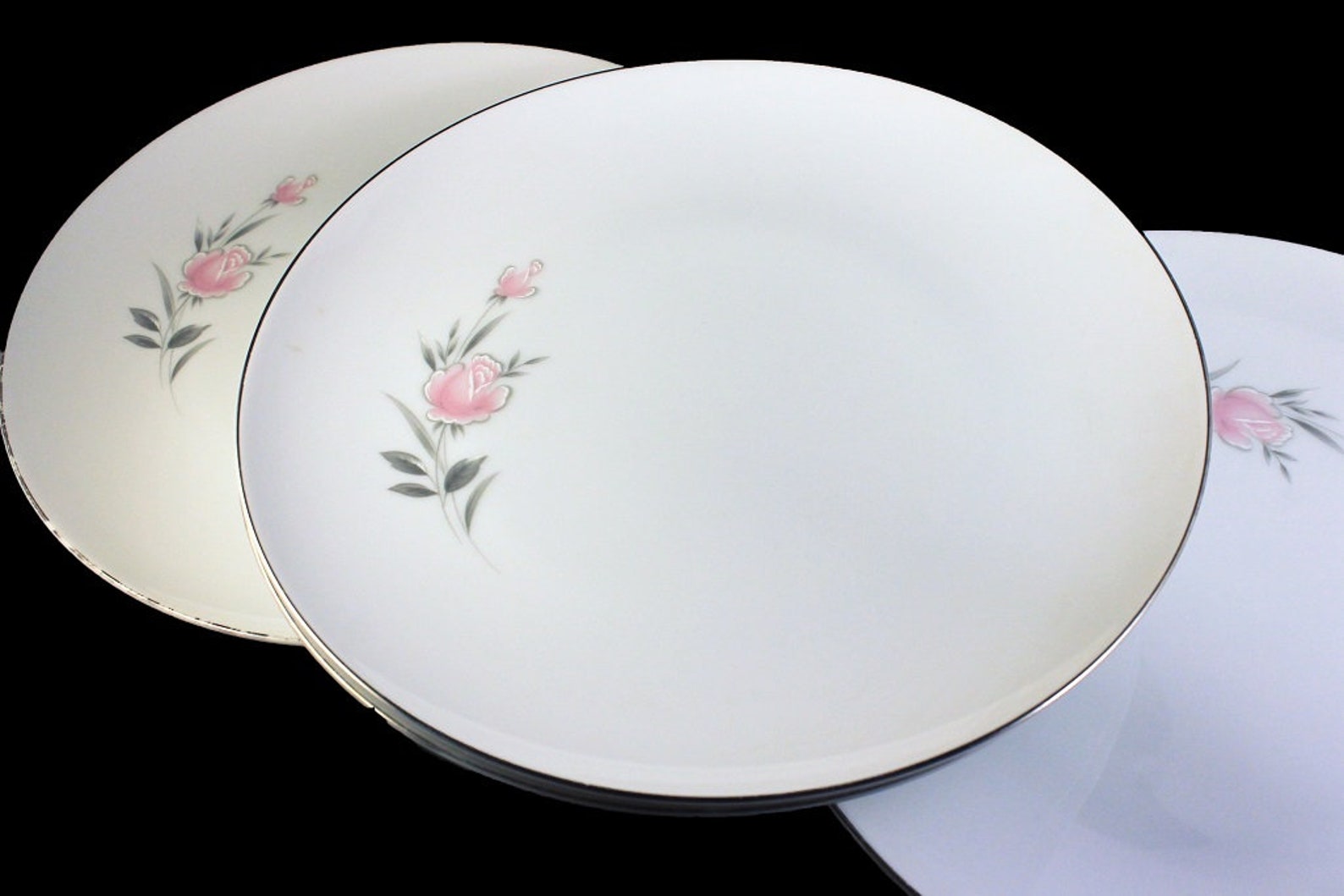 Dinner Plates, Royal Court, Belle Rose, Pink Rose and Bud, Set of 4 ...