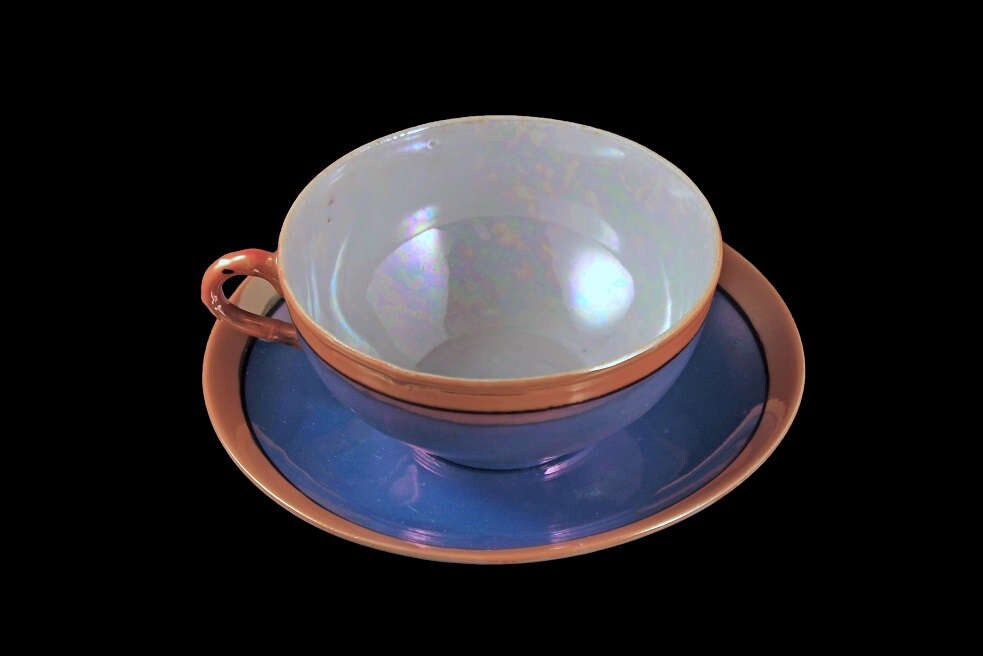 Teacup and Saucer, Nippon, Lusterware, Iridescent, Made in Japan, Peach ...