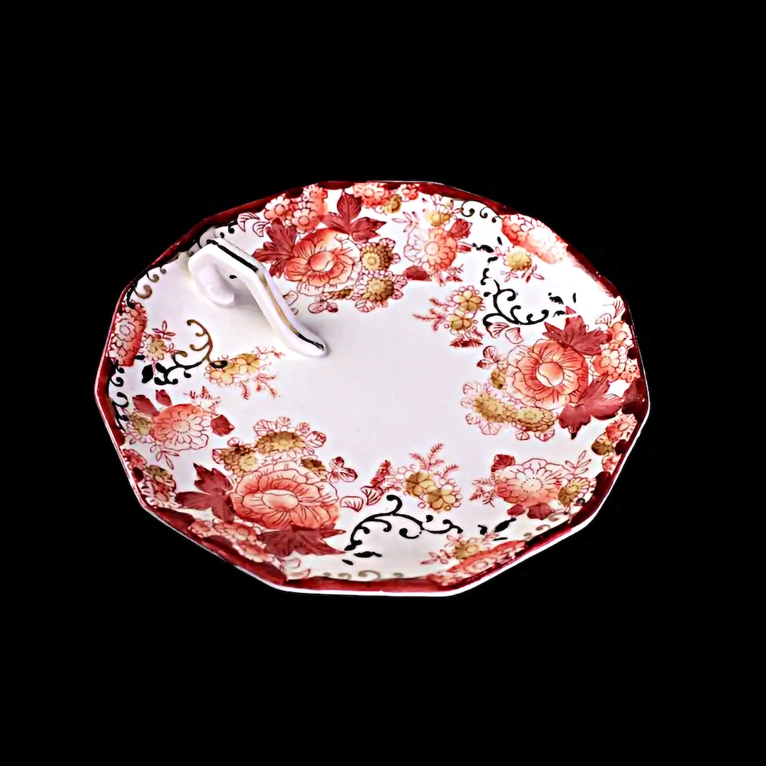 Lemon Dish, Lemon Tray, Tray With Top Handle, Rust and Yellow Floral ...