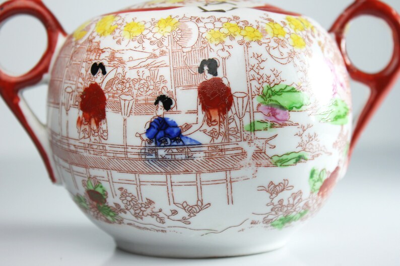 Sugar Bowl Geisha Hand Painted Made in Japan | Etsy