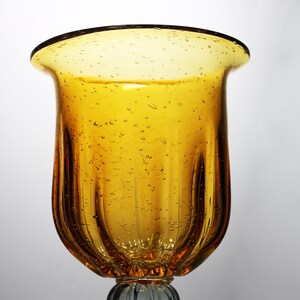Art Glass Compote Bowl, Amber Bubble Glass, Large Display Centerpiece ...