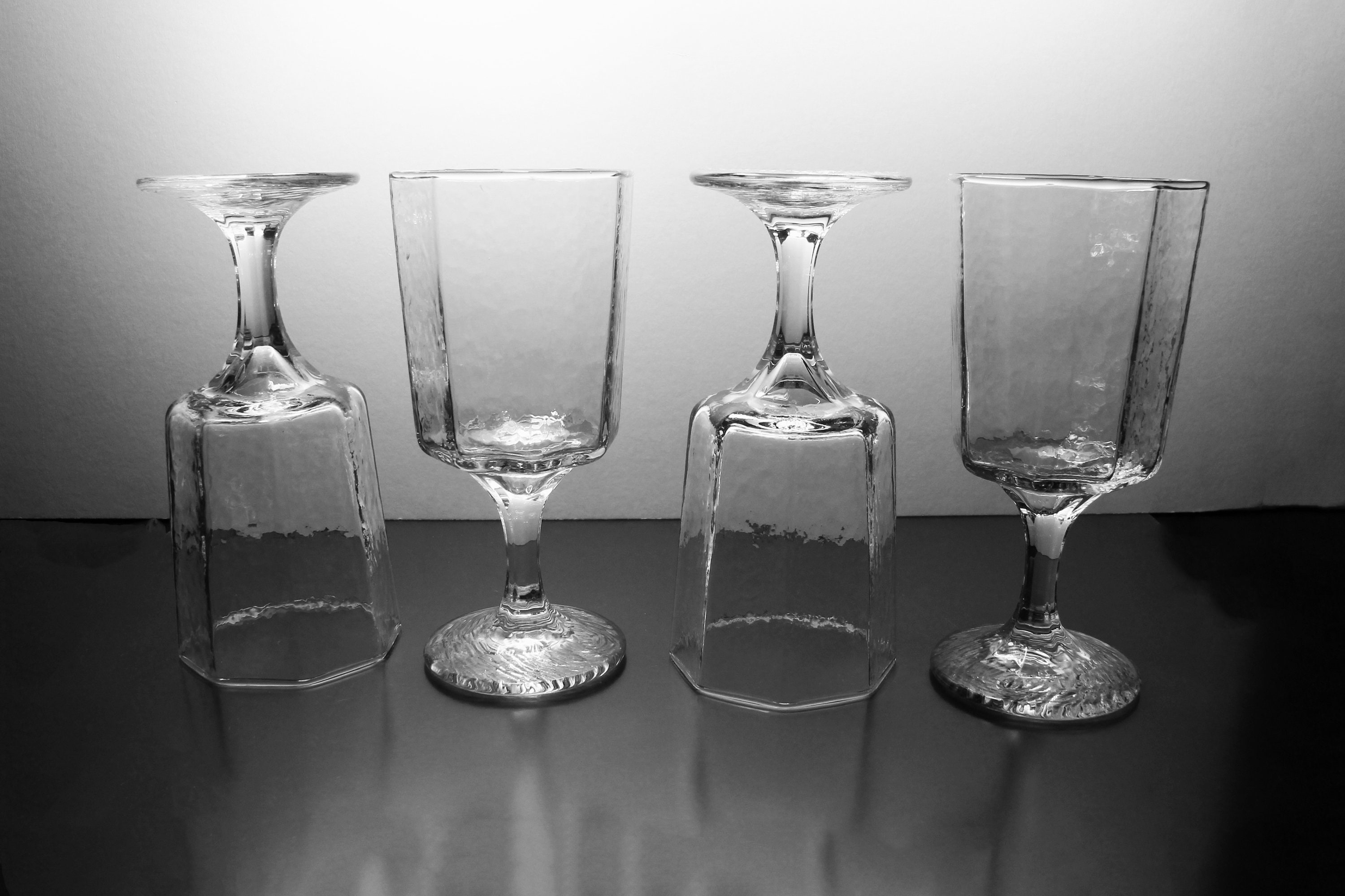 Water Goblets, Libbey Glass Co., Facets Clear, Set of 4, Textured ...