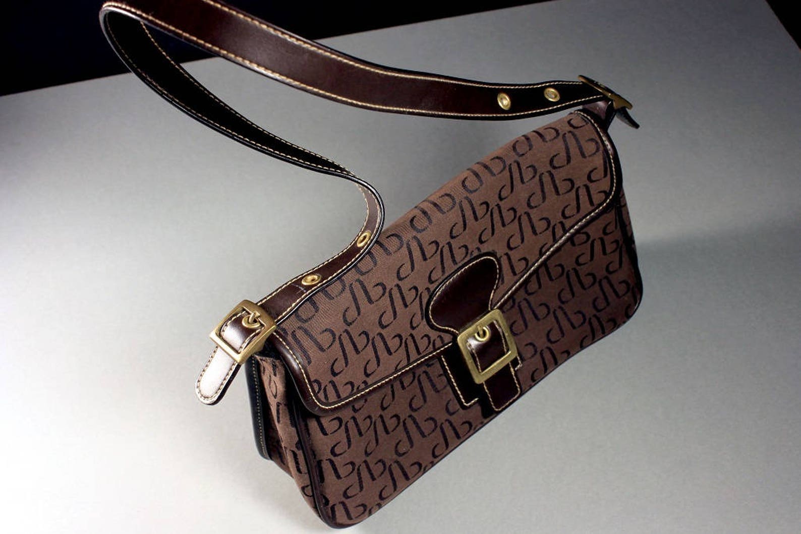Brown Handbag Shoulder Bag Patterned Magnet Closure - Etsy