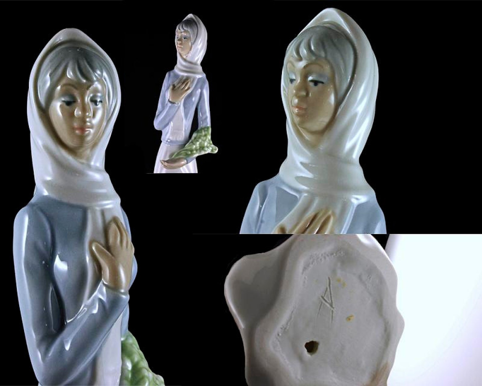 Tengra Porcelain Figurine Statue Lady in Scarf With Flowers - Etsy