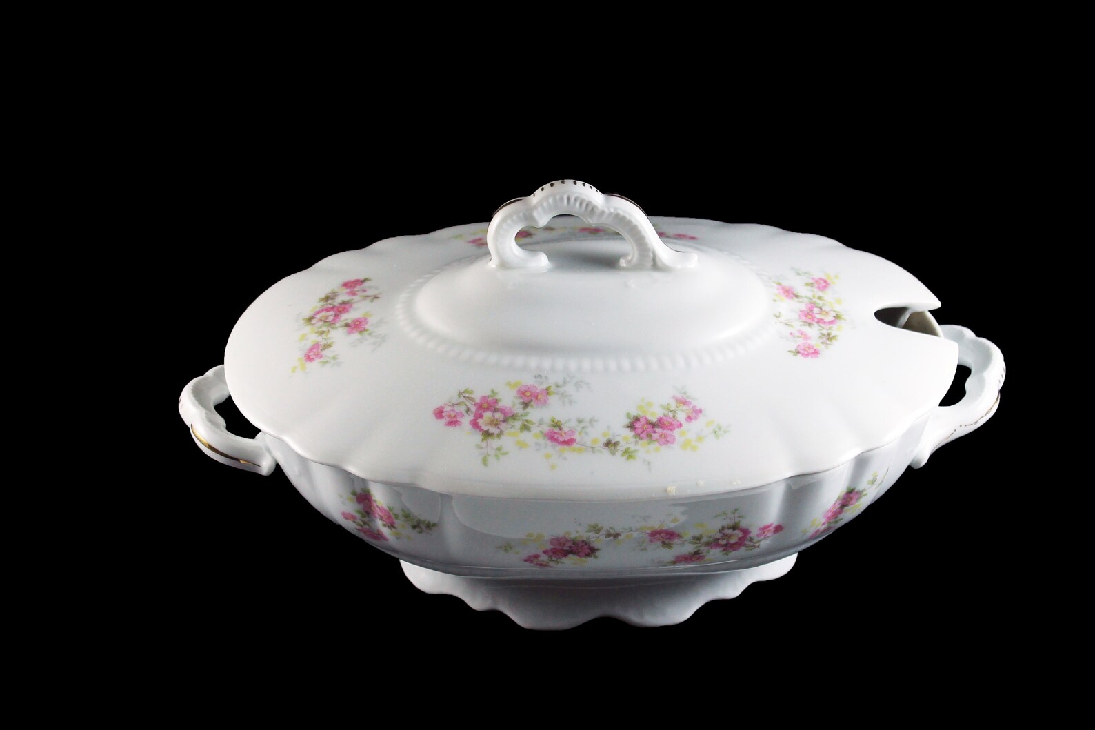 Covered Vegetable Bowl Made in Austria Pink Floral Pattern - Etsy