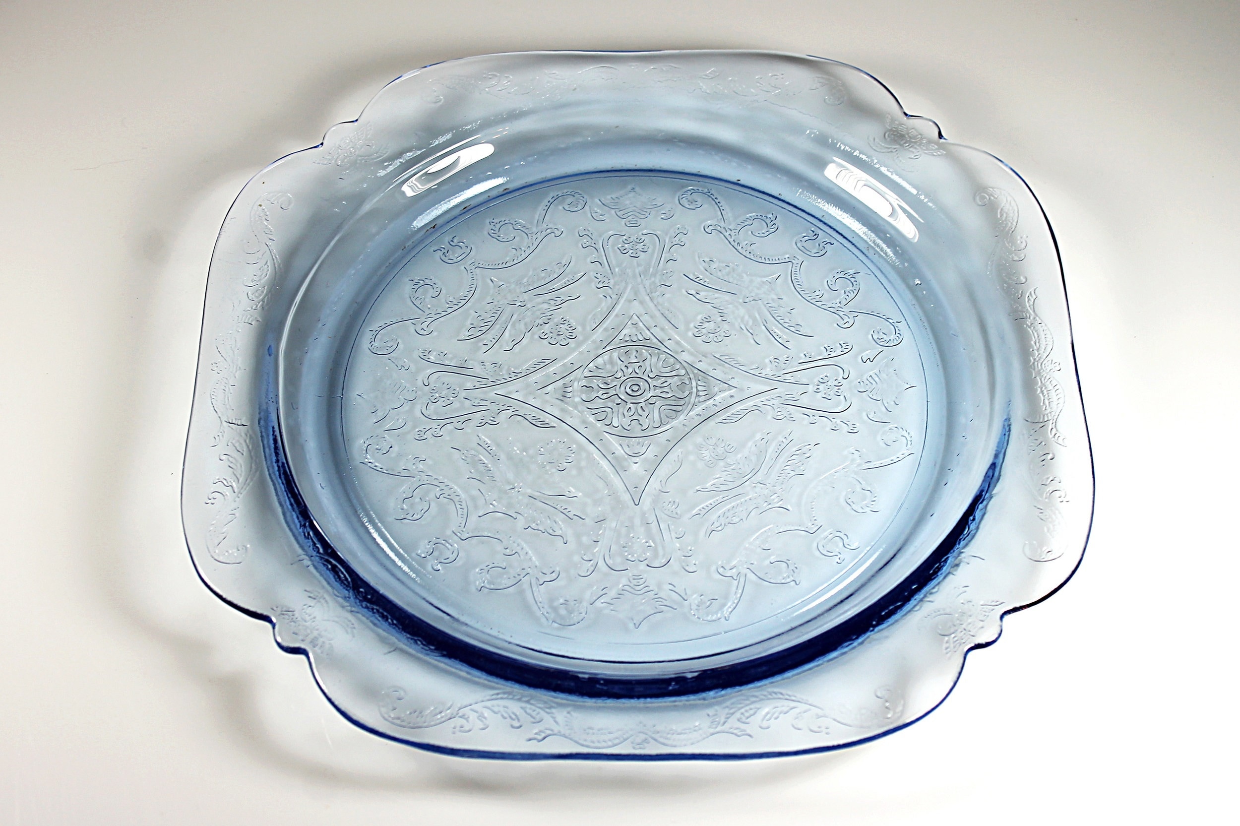 Dinner Plate, Indiana Glass, Recollection Blue, Glass, Serving Plate ...