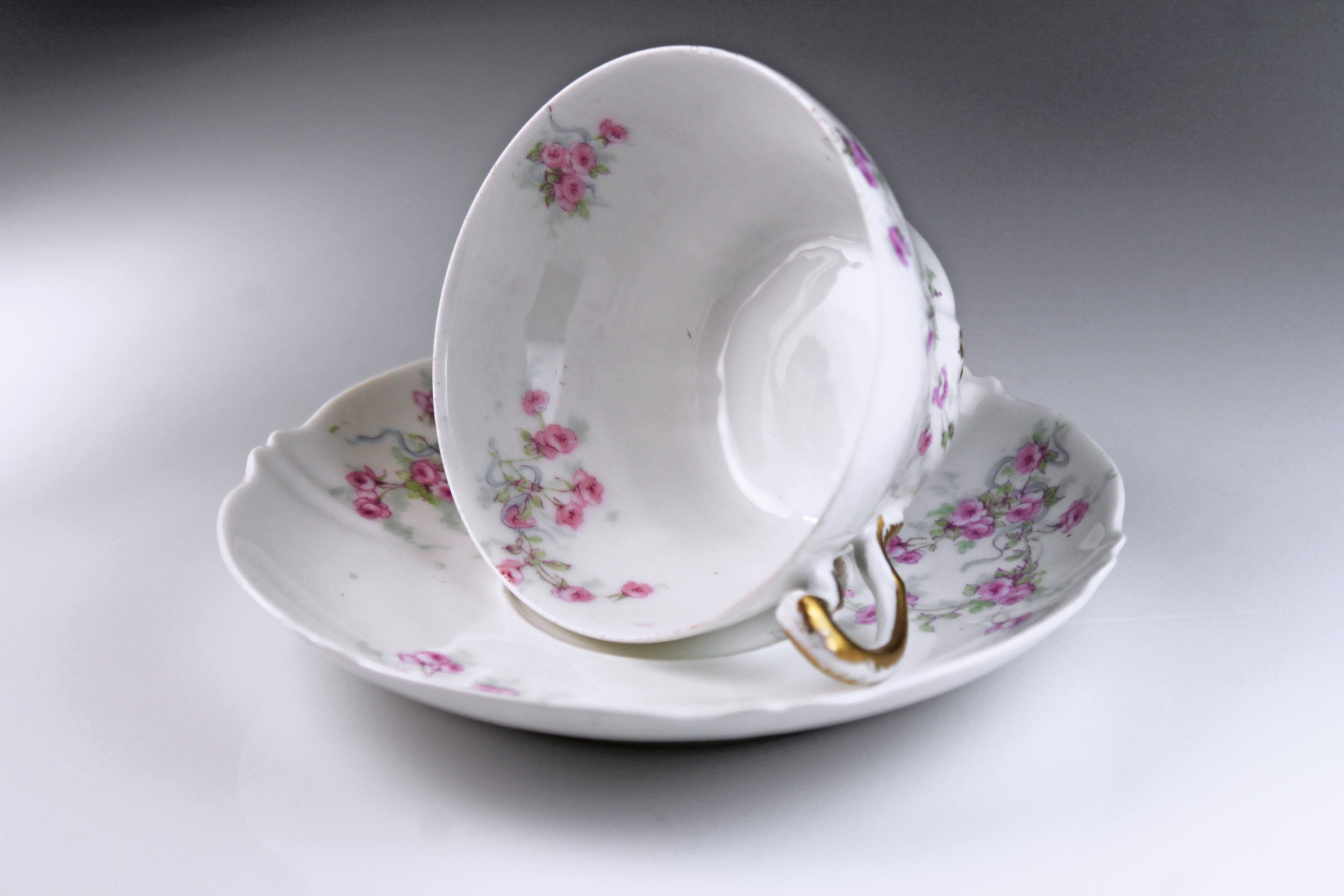 Antique Cup and Saucer, Theodore Haviland, Limoges, France, Gold ...