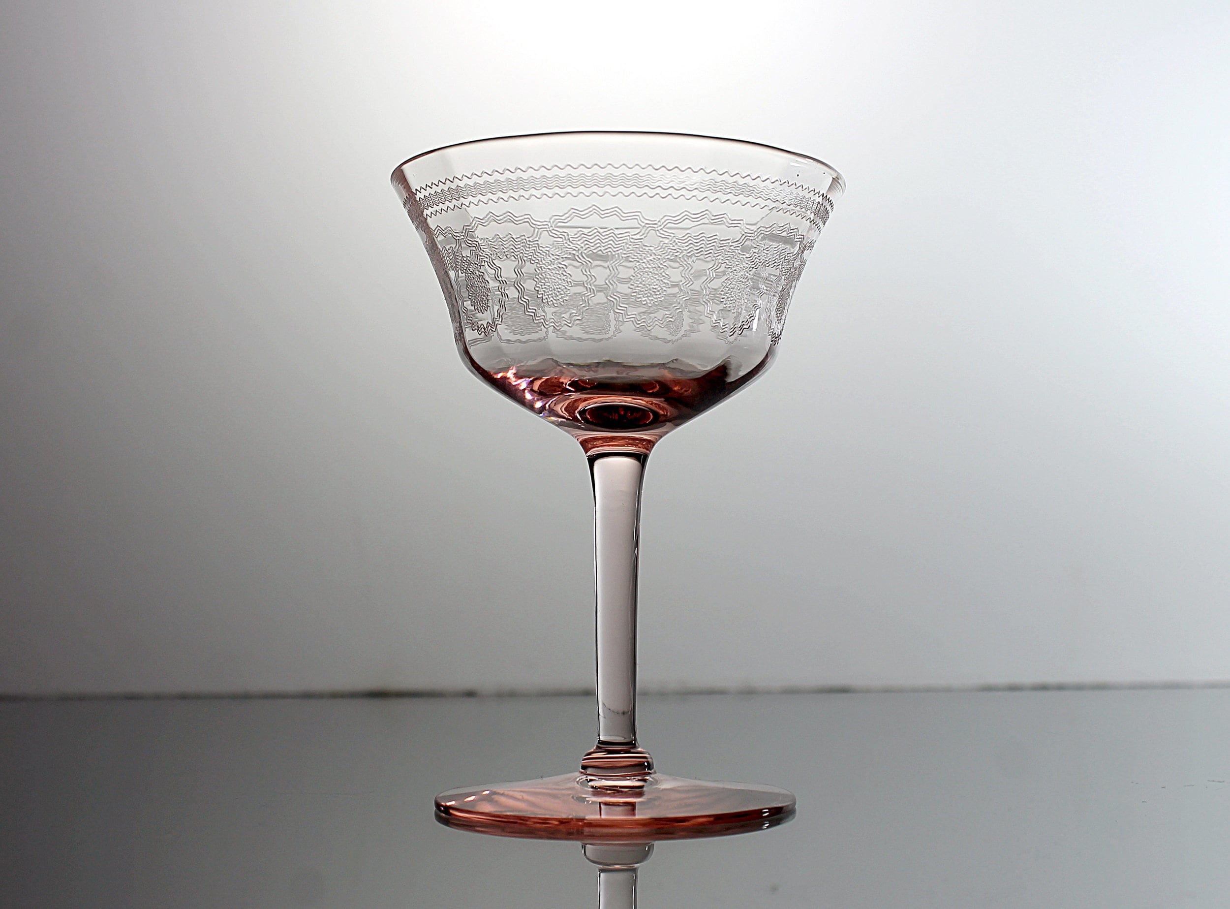 Morgantown Etched Champagne Glass, Pink Glassware, Tall Sherbet Glass ...