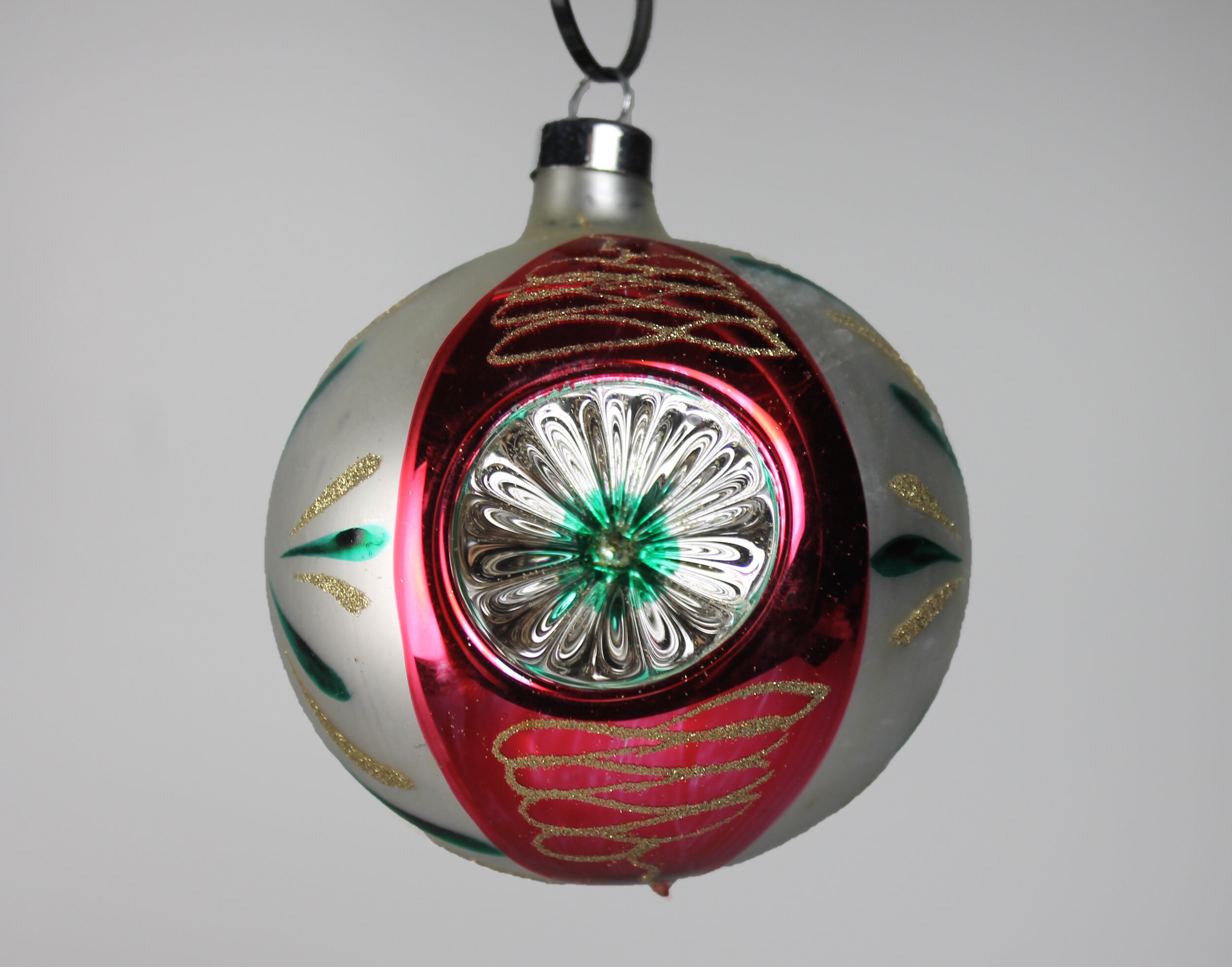 Large Glass Christmas Ornament Bradford Novelty Company Christmas Trimmeries Hand Decorated
