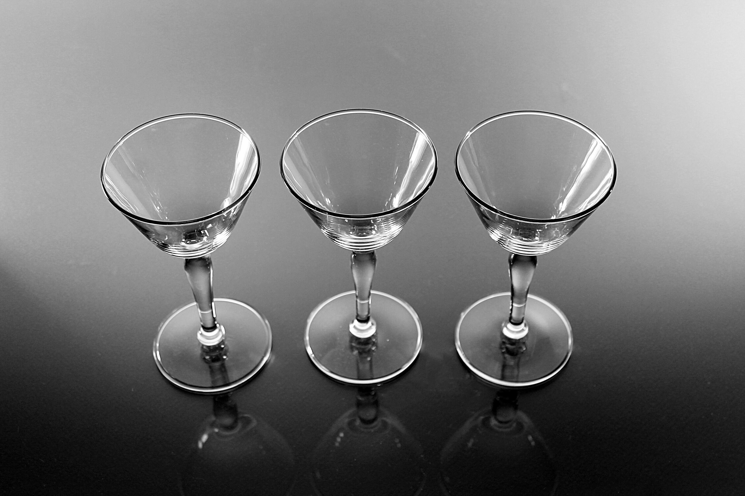 Sherry Glasses, Clear Glass, Set of 3, Glassware, Barware