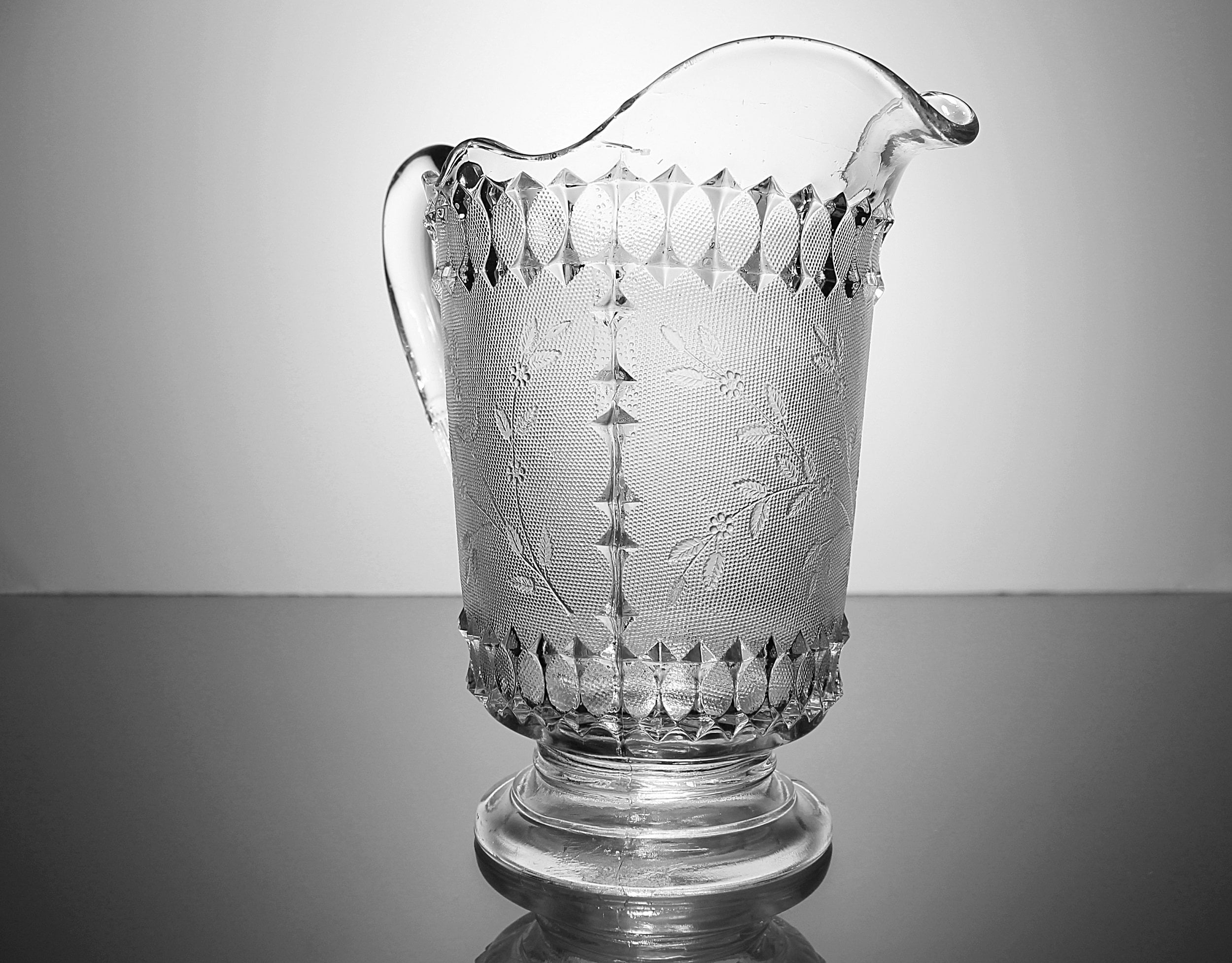 Antique EAPG Water Pitcher, Findlay Glass Company, Forget Me Not ...