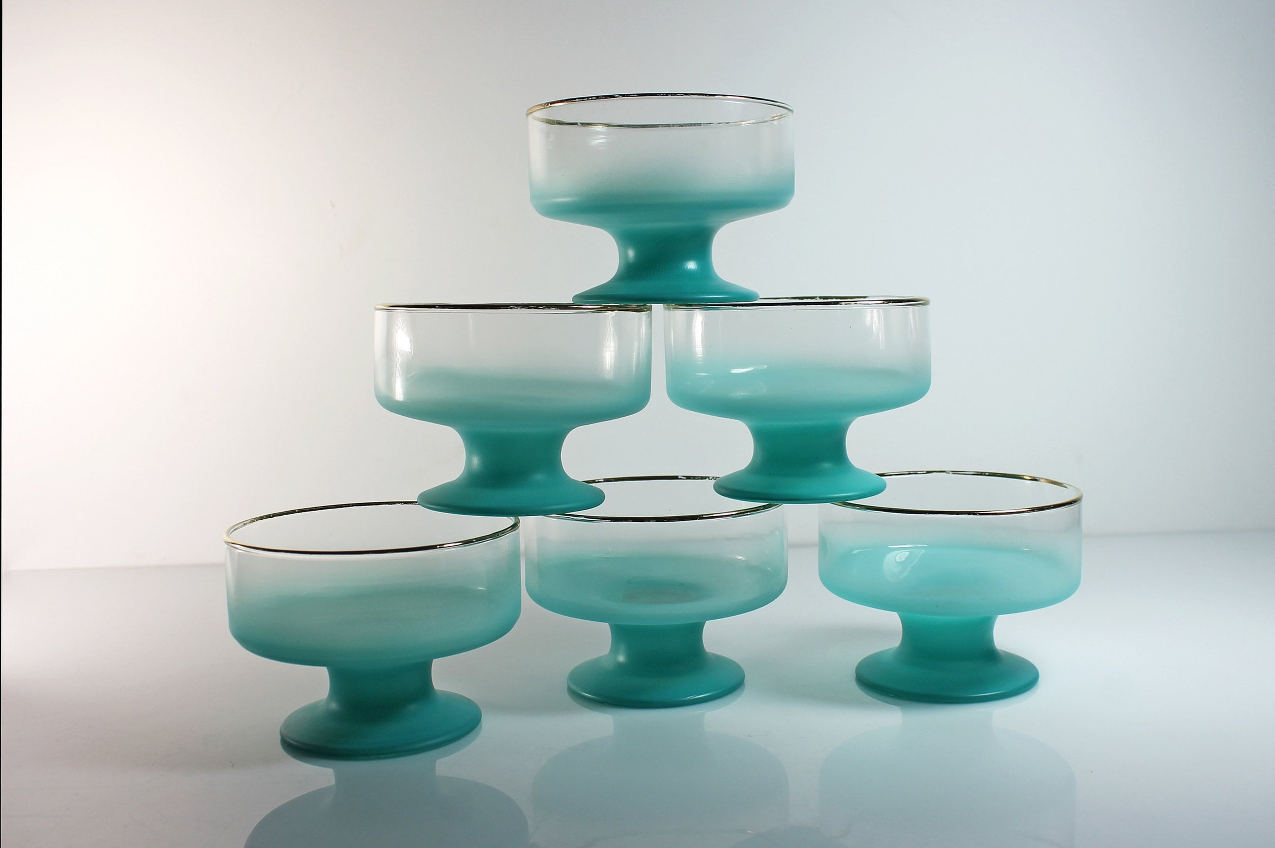 Blendo Sherbet Bowls, West Virginia Glass Specialty, Set of 6 ...