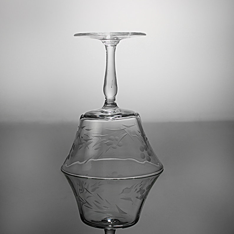 Antique Sherbet Glass, Etched Floral and Leaf Design, Barware, Wine ...