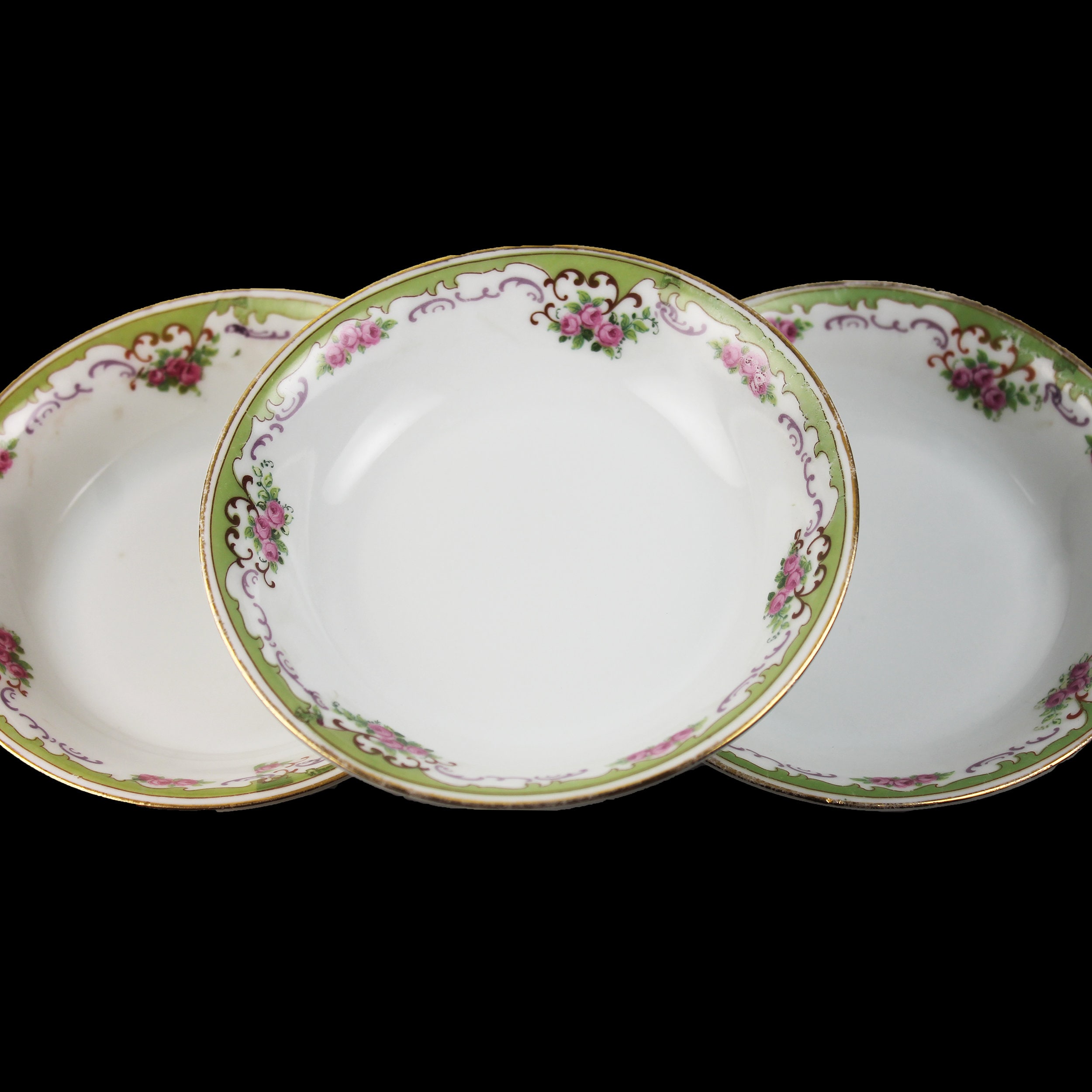 Antique Fruit Bowls, Union T China Company, Czechoslovakia, Green ...