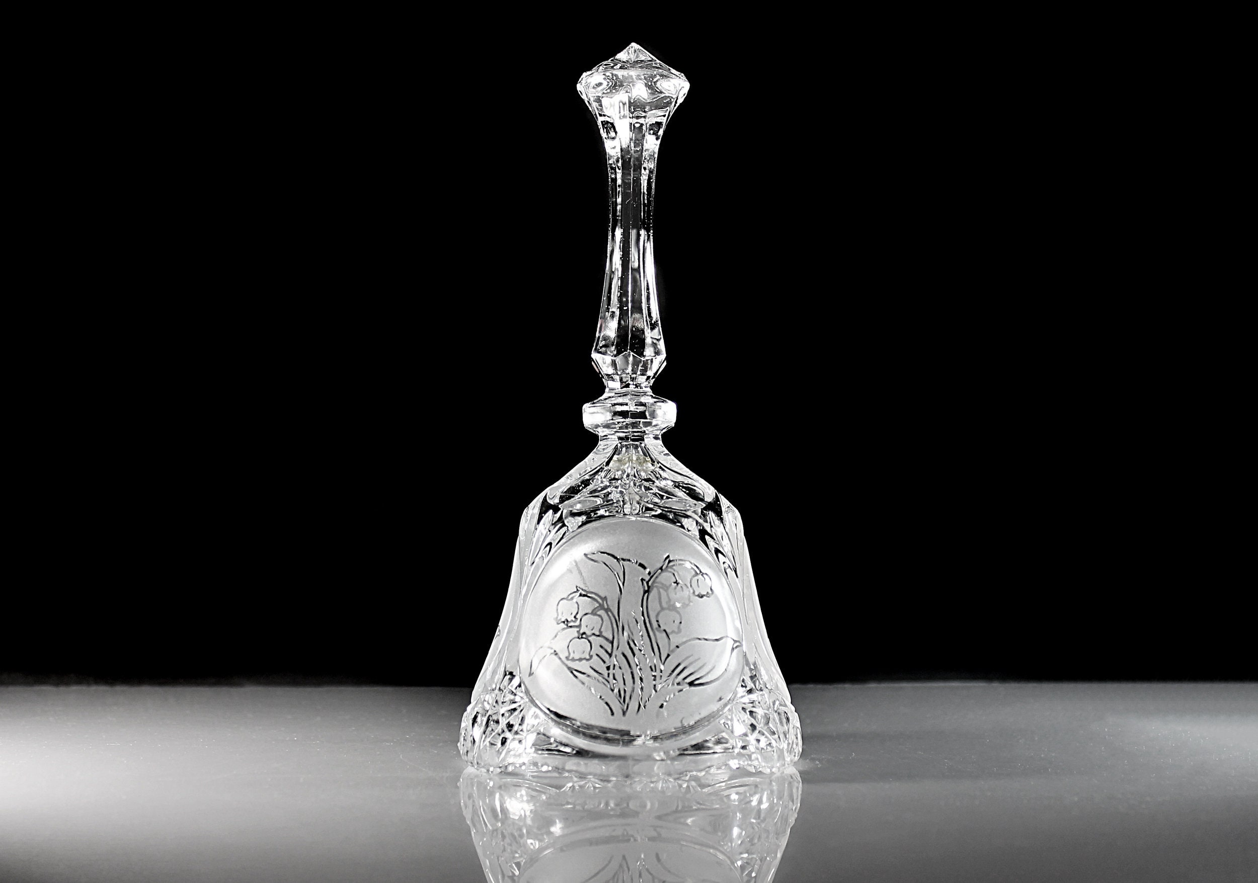 Large Crystal Bell, 24K Leaded Crystal Handbell, Lily of the Valley ...