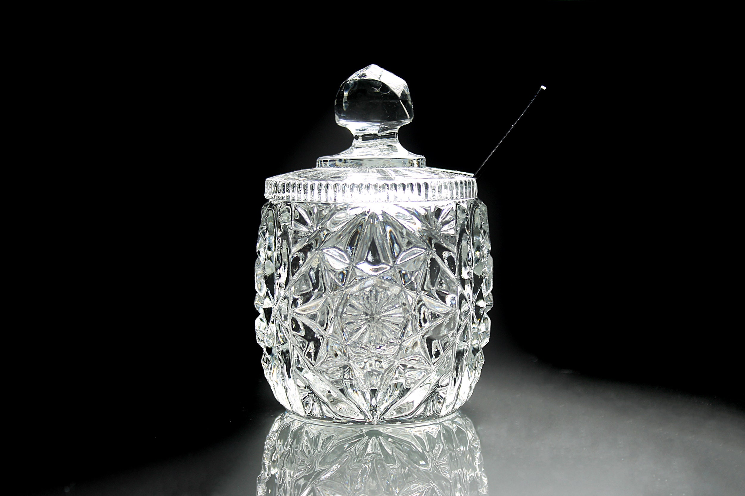 Crystal Condiment Jar, Westmoreland, Jelly Jar, Jam Jar, Mustard Pot ...