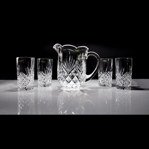 Crystal Pitcher and Four Tumblers Set - Godinger Shannon Collection ...