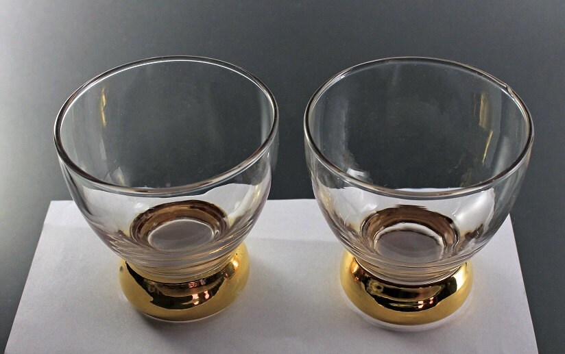 Gold Footed Cocktail Glasses, Set of 2, Barware, Stemless Glassware
