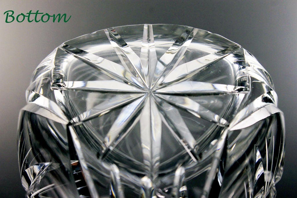 Crystal Rose Bowl, Pinwheel pattern, Cut Glass, Triangle Shape, Clear ...