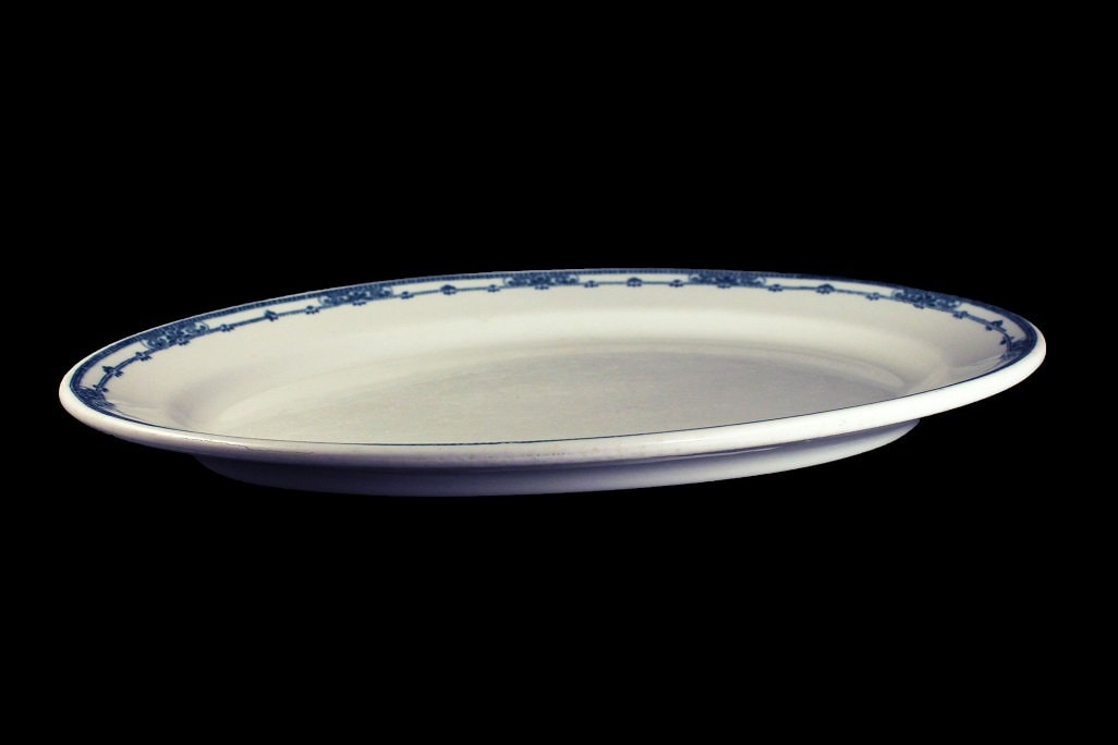 Platter, Jackson China, Oval, Blue Scroll, 13 Inch, Restaurant Grade ...