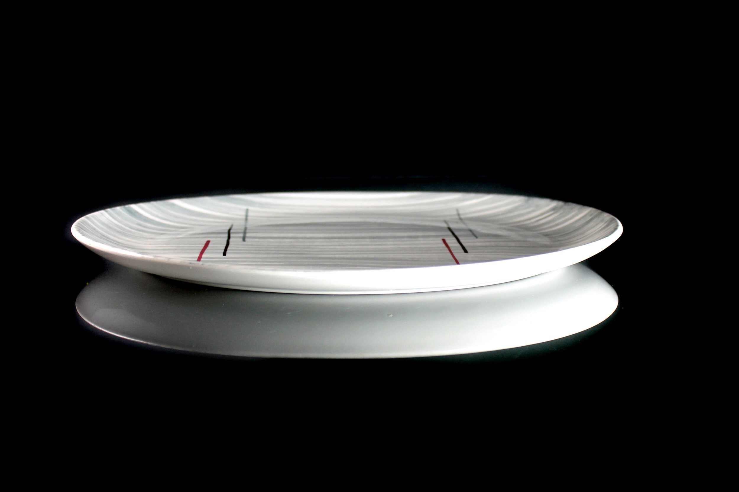 Prim Rose China Platter, Gray Stripes, Oval, Hand-Painted, 12 Inch ...