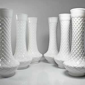 Milk Glass Vases, Diamond Pattern, 9 Inch, Set of 6, Wedding Decor - Etsy