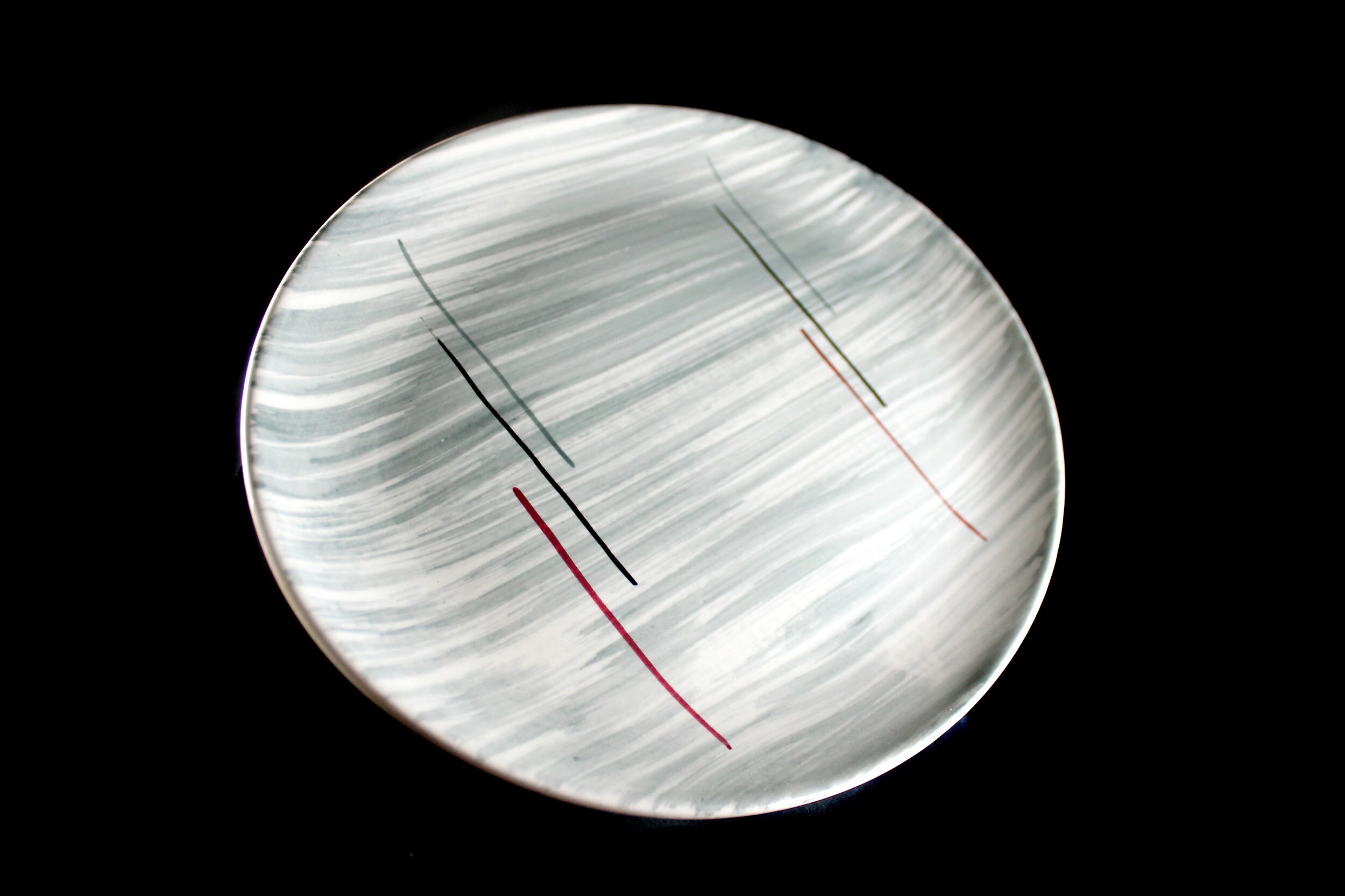 Prim Rose China Platter, Gray Stripes, Oval, Hand-Painted, 12 Inch ...