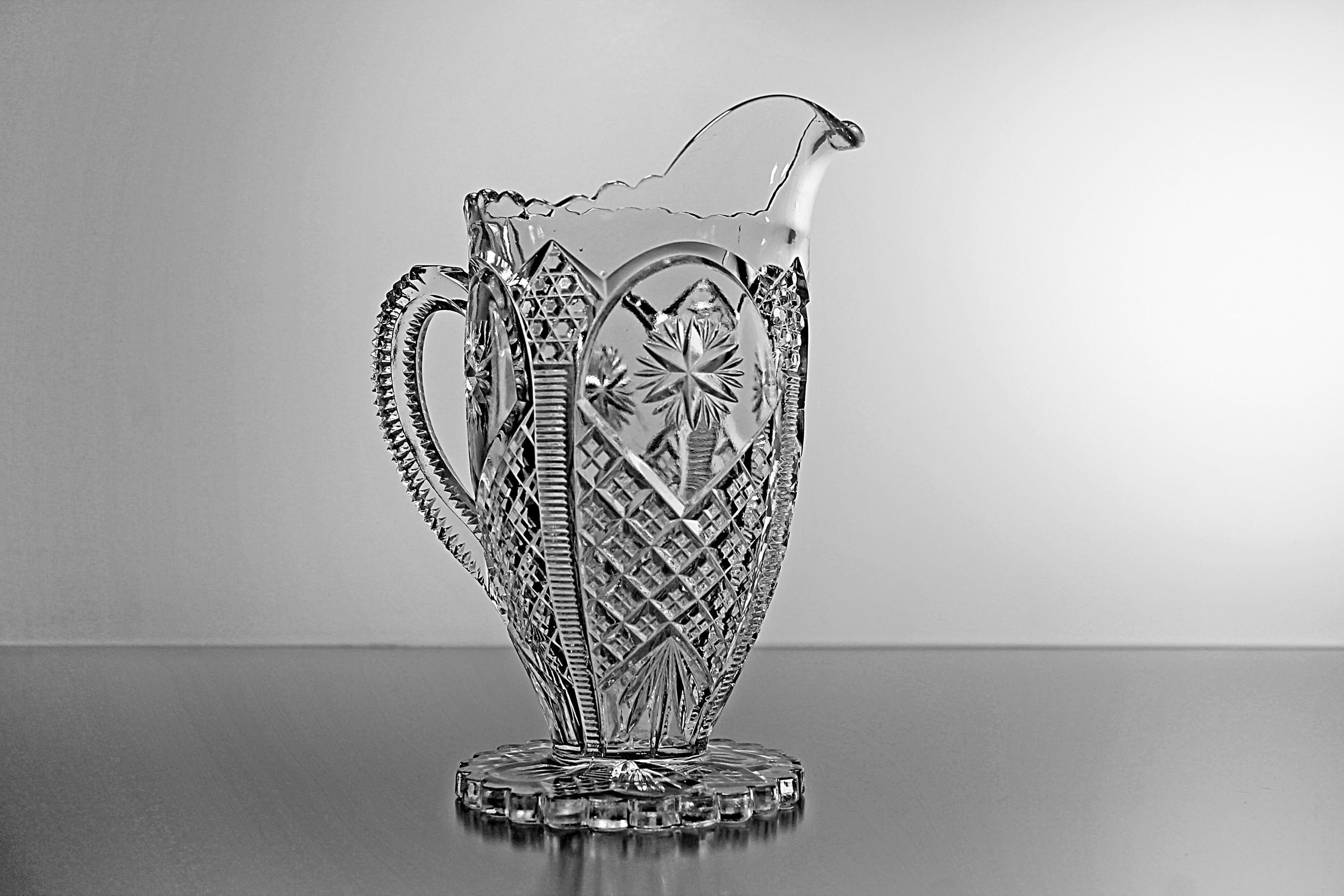 Antique EAPG Pitcher, Tarentum Glass, Windsor, Stars and Diamonds ...