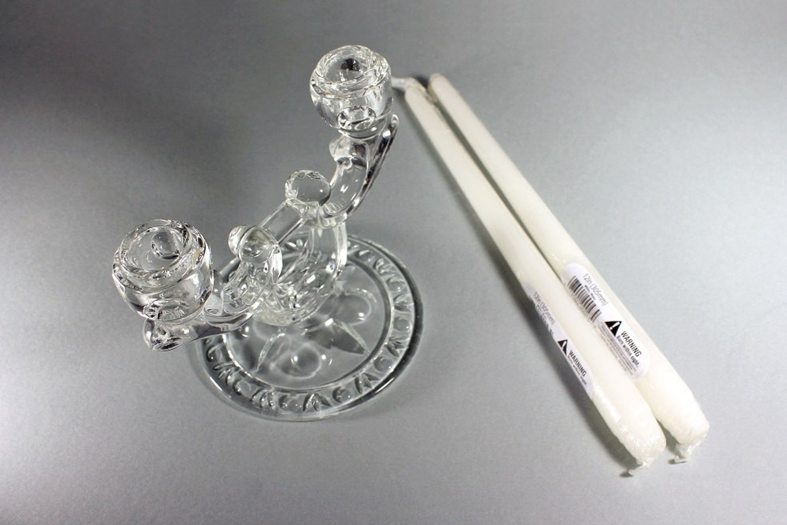 Double Light Candlestick, Sterling Crystal, Classique-clear, Thumbprint ...