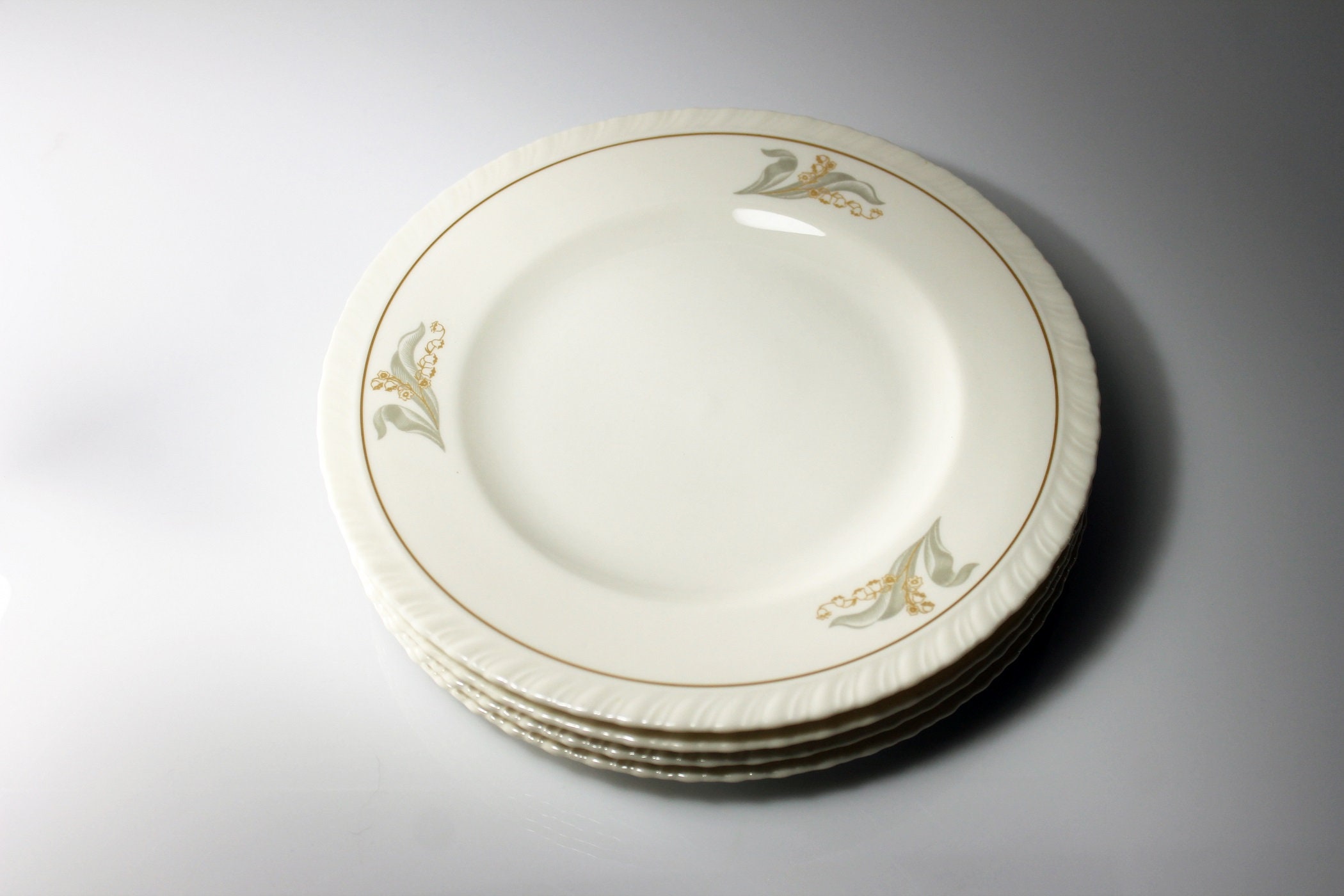 Salad Plates, Hanover Fine China, Enchantment, Lily of the Valley, Set of 4