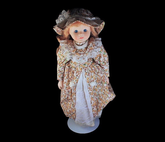 Collectible Porcelain Doll Prairie Floral Dress Blonde Doll | Etsy