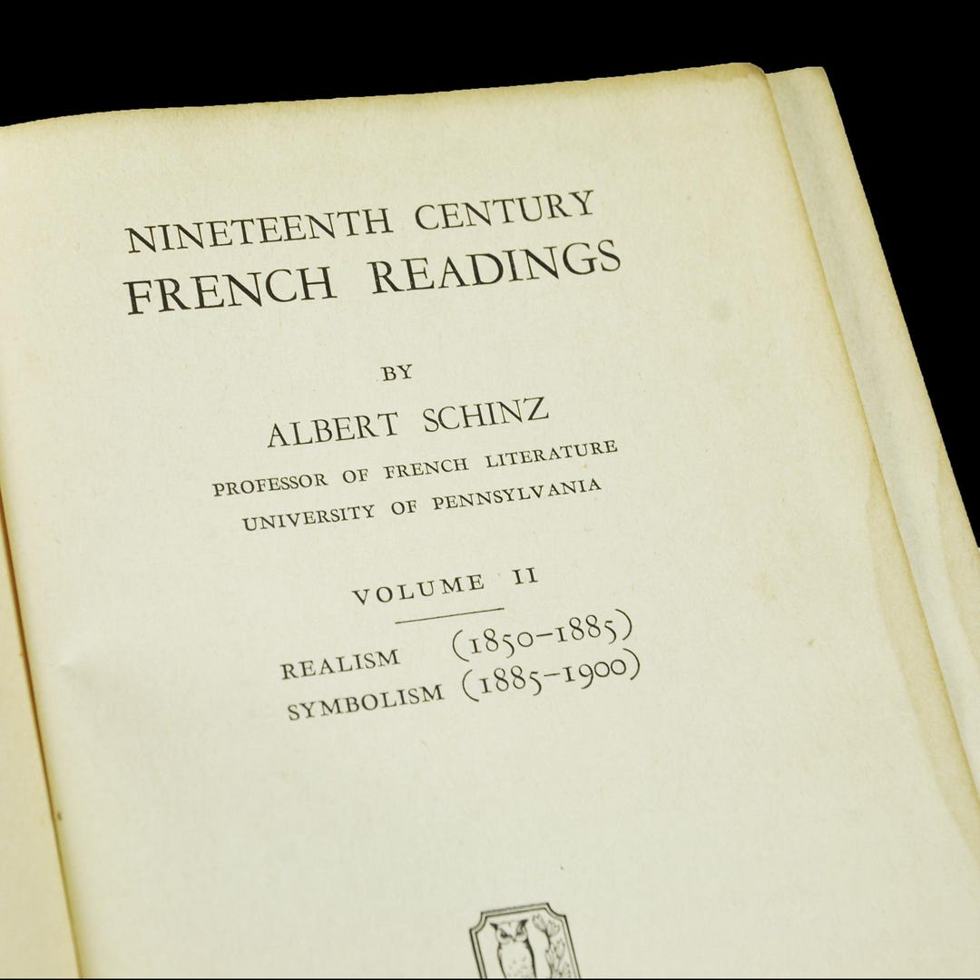 1939 Nineteenth Century French Readings Vol II by Albert Schinz ...
