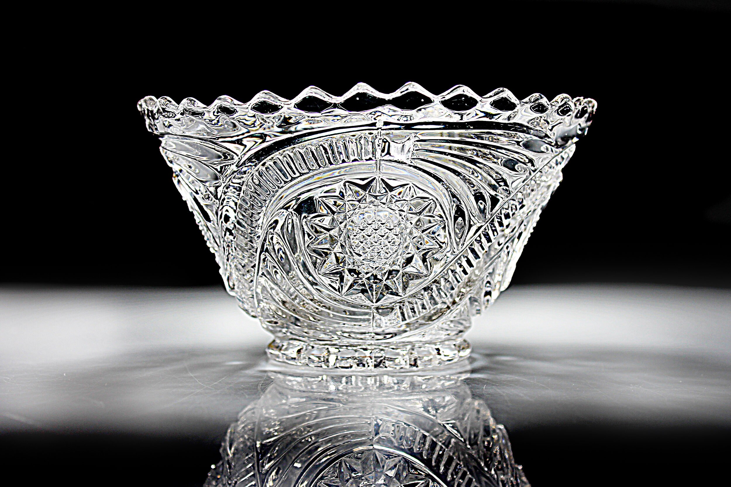 Antique EAPG Glass Bowl, Imperial Glass, Hobstar and Tassels, Clear ...