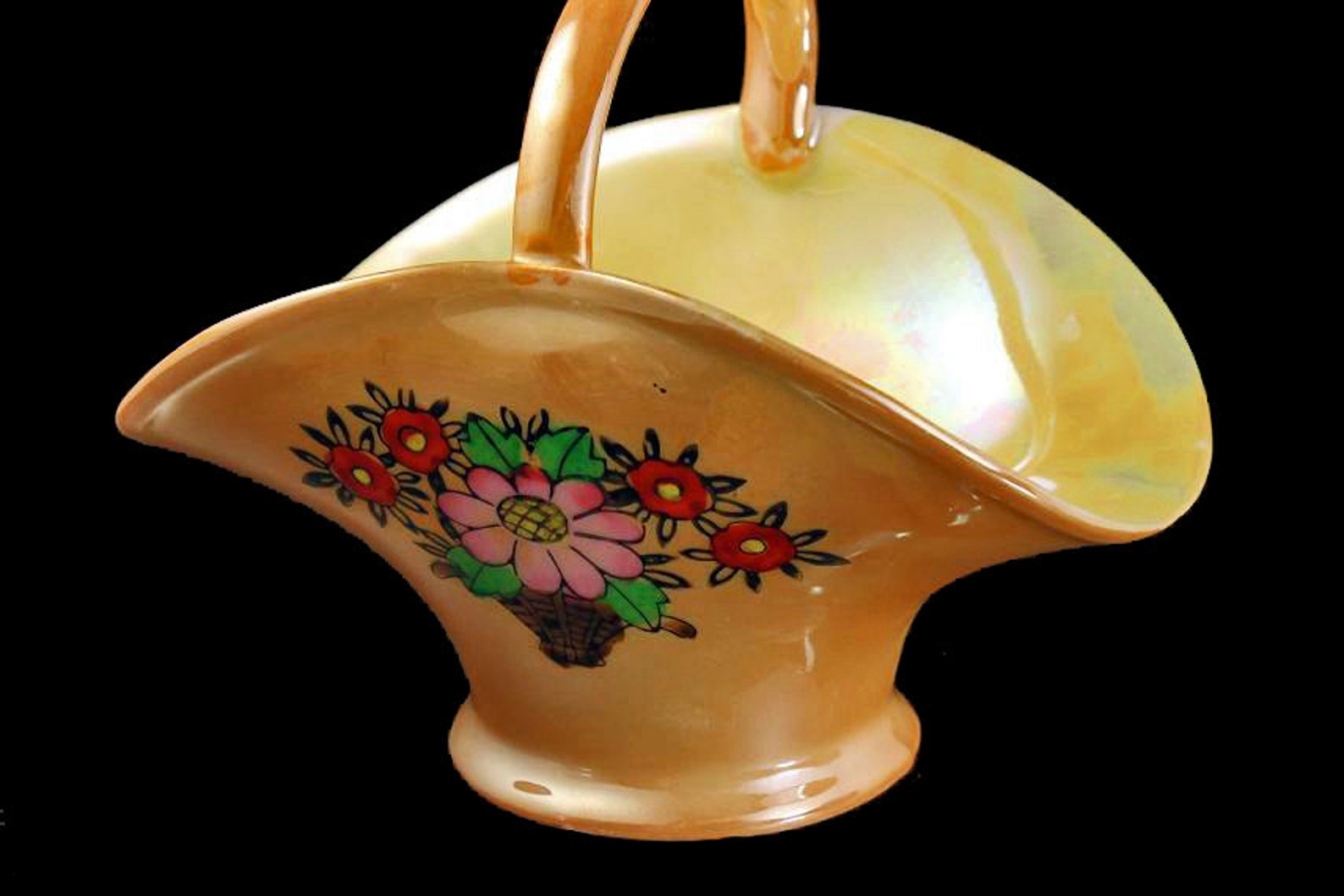 Lusterware Porcelain Basket, Small, Iridescent, Opalescent, Floral ...