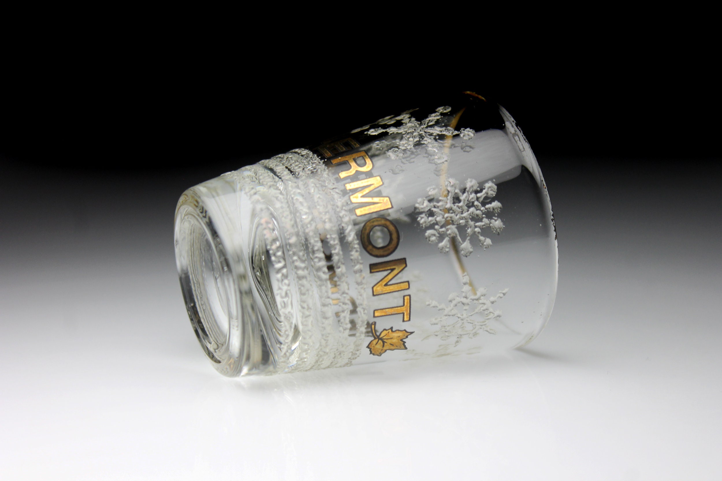 Souvenir Shot Glass, Vermont, Embossed Snowflakes, Clear Glass, Pryo ...