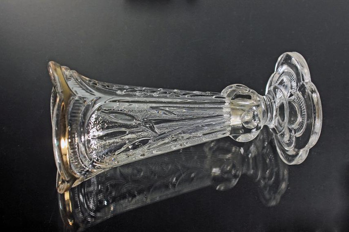 Footed Paneled Bud Vase Gold Rim Flower and Cat Tail - Etsy