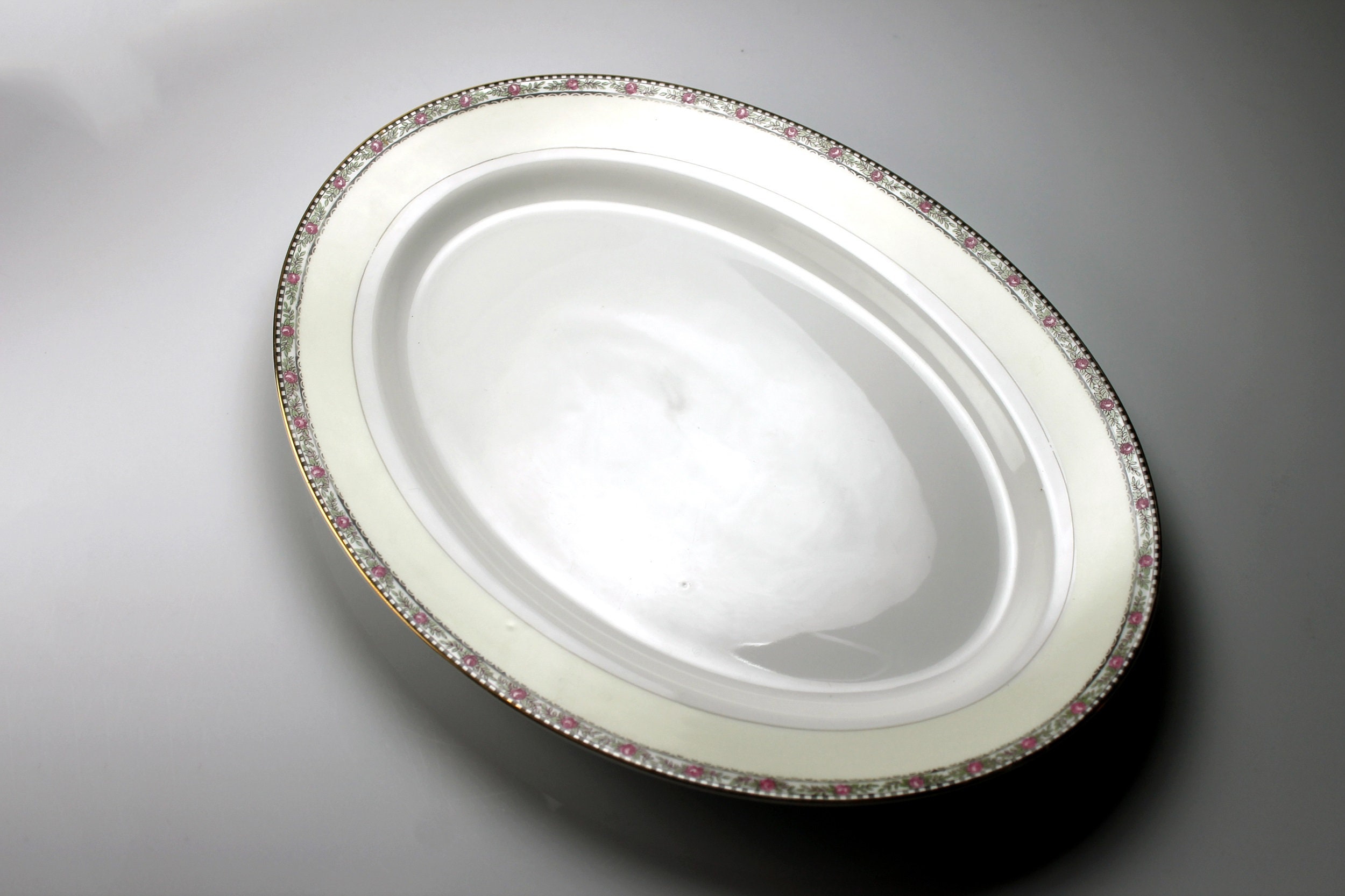 Antique Platter, Noritake, Cherry Blossom Backstamp, Floral Band, 12 ...