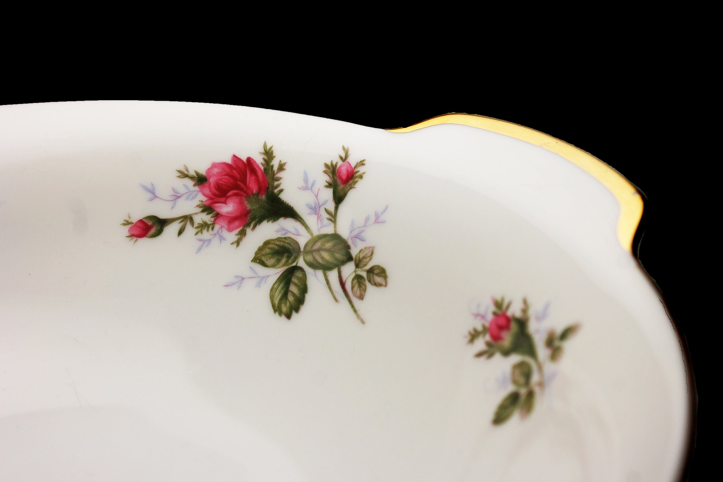 Round Handled Vegetable Bowl, Sango Japan, Moss Rose, Red Floral ...