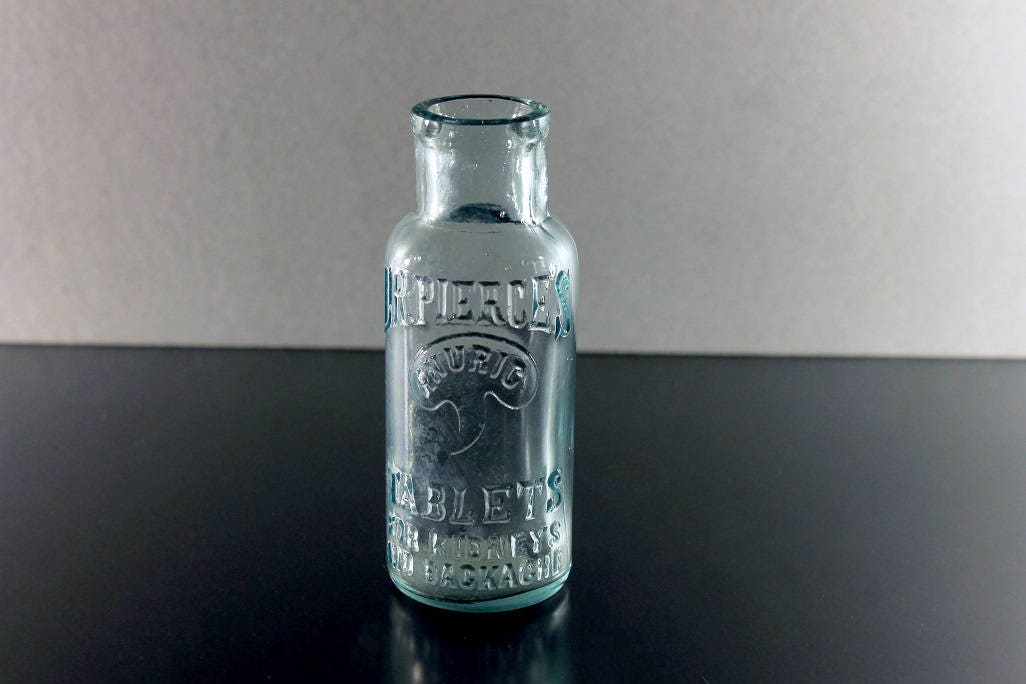 Antique Bottle, Dr. Pierce's Anuric Tablets, Aqua, Circa 1914, Quack Medicine Bottle ...