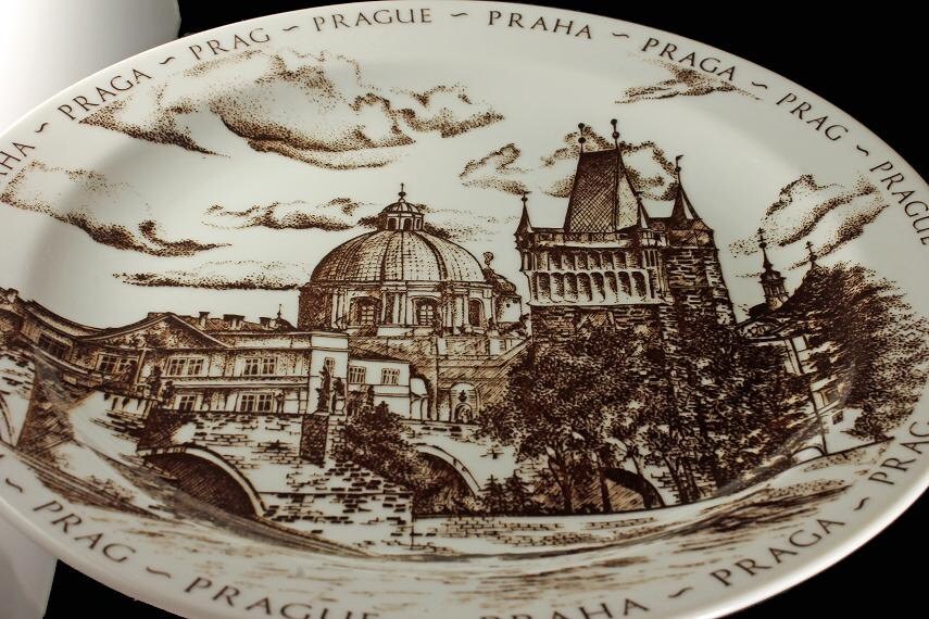 Prague Souvenir Plate, Made in Czechoslovakia, Brown and White ...